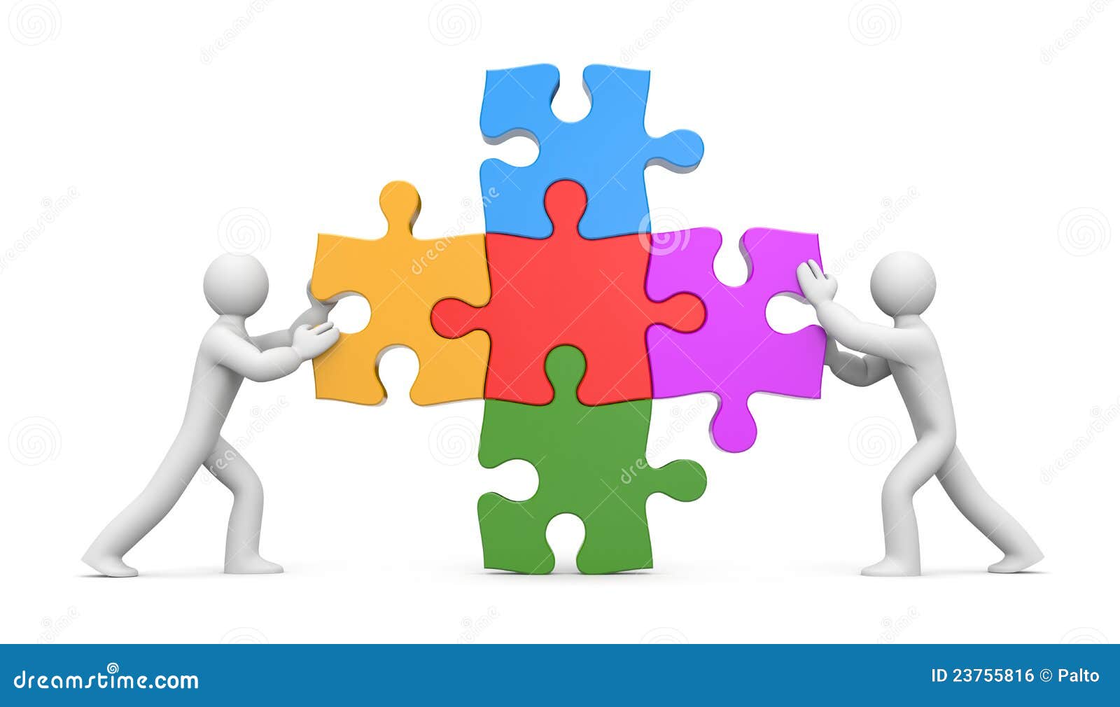 3d People with Puzzles. Partnership Stock Illustration - Illustration ...