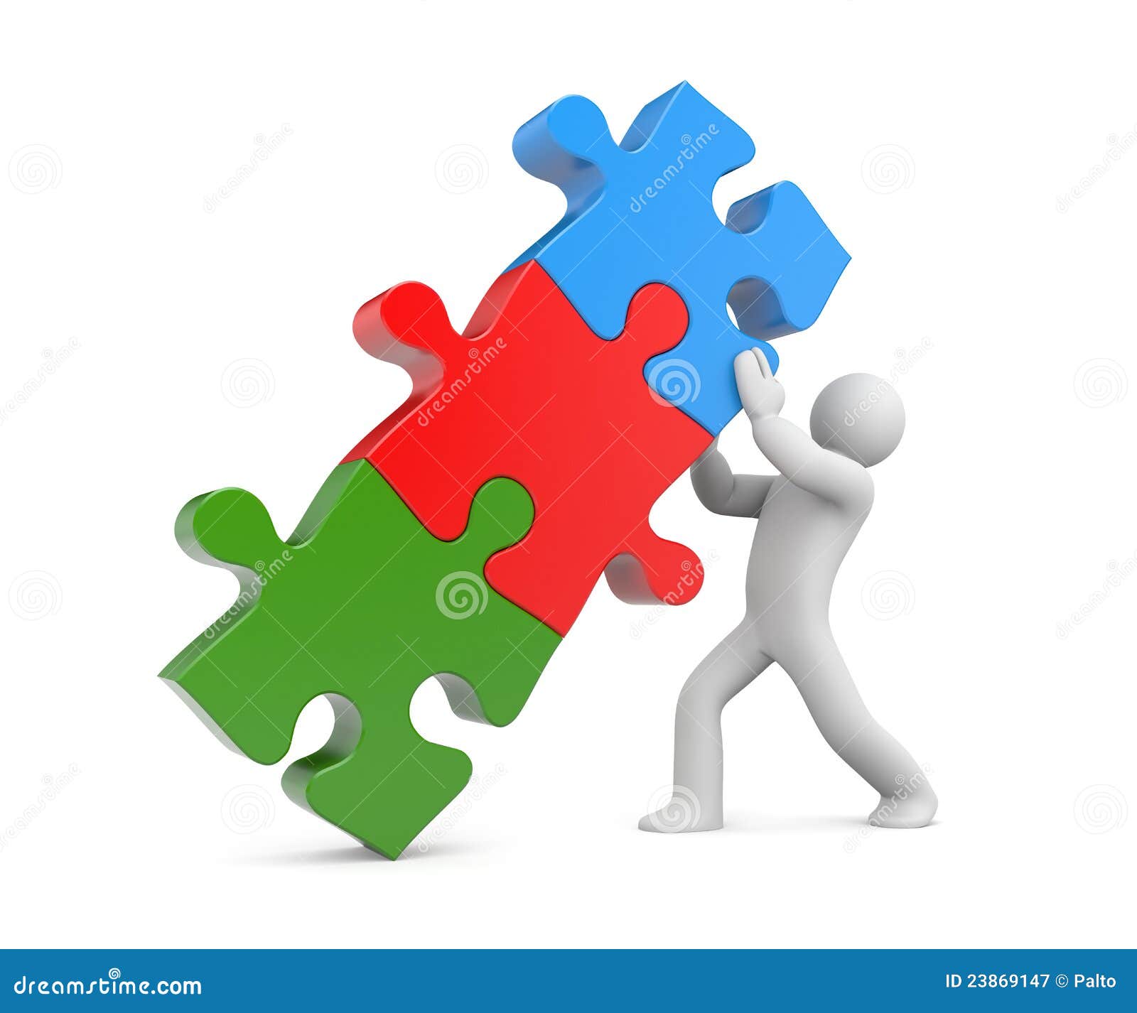 3d People with Stack of Puzzle Stock Illustration - Illustration of ...