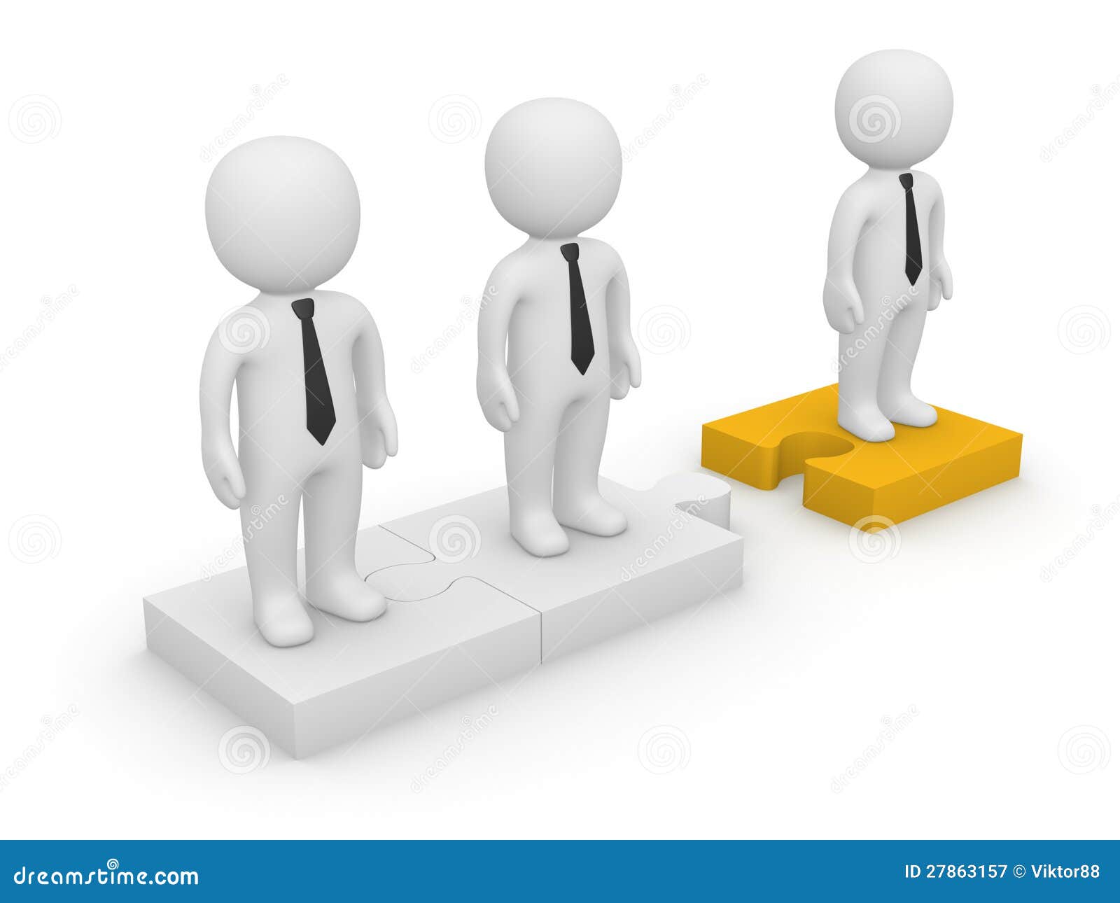 3d People Standing on Detached Puzzle Pieces Stock Illustration ...