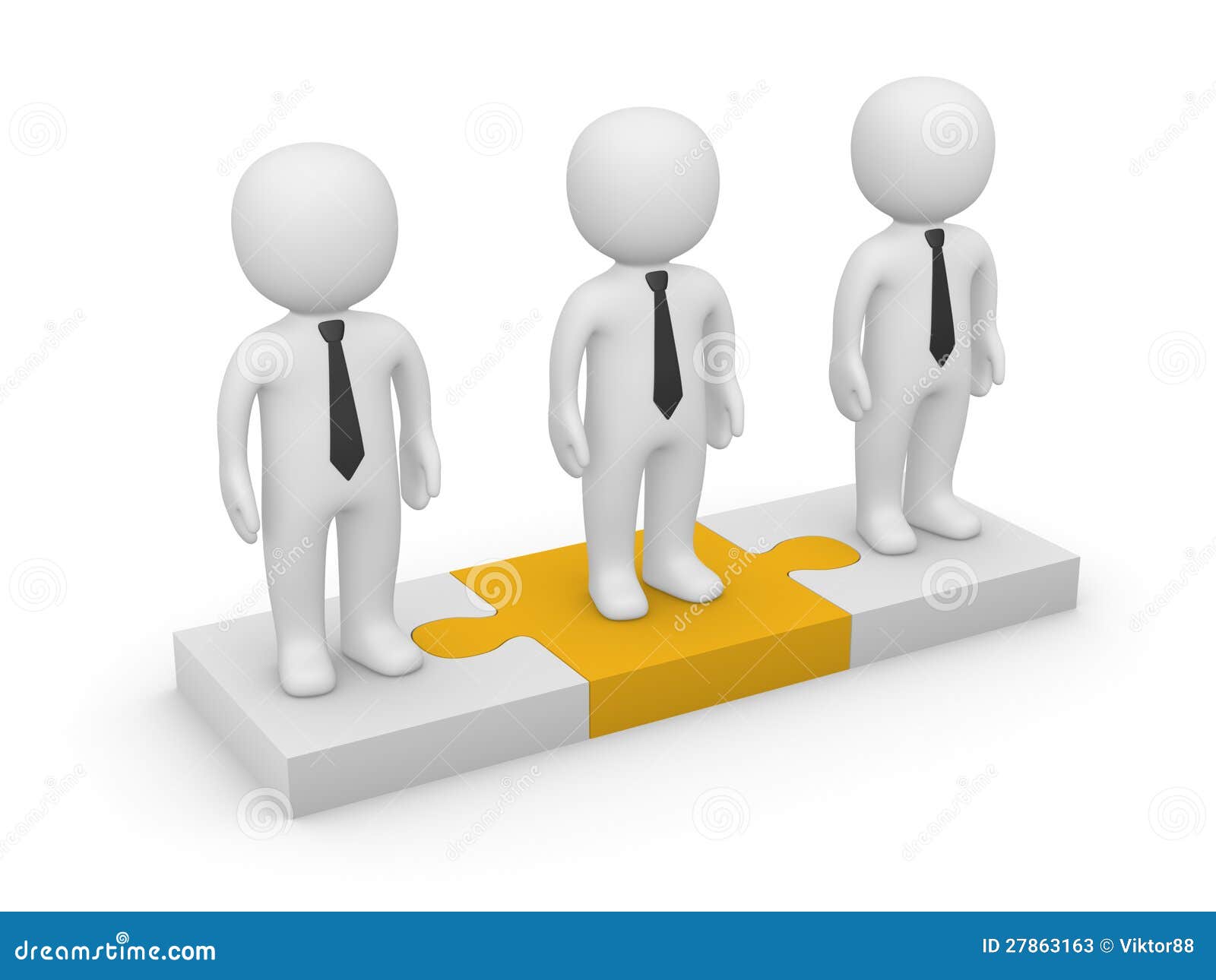 3d People Standing on Puzzle Pieces Stock Illustration - Illustration ...