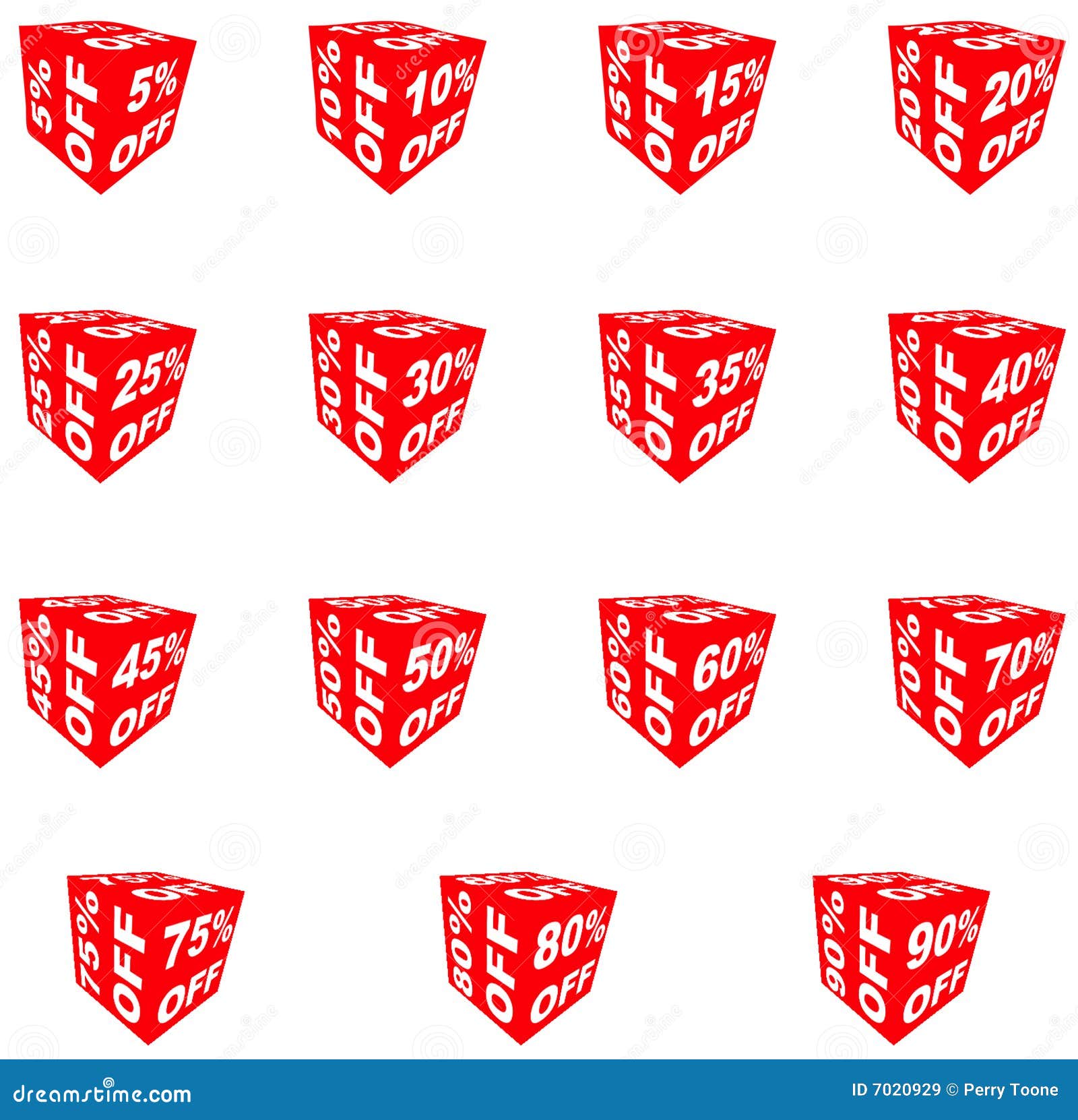 3D Percentage Off Boxes stock vector. Illustration of rendering - 7020929