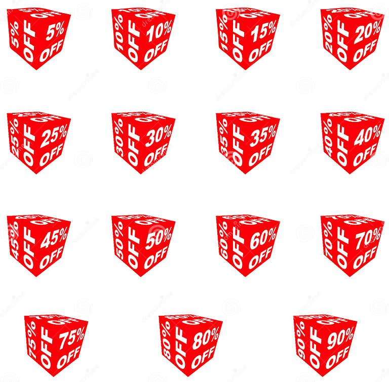 3D Percentage Off Boxes stock vector. Illustration of rendering - 7020929