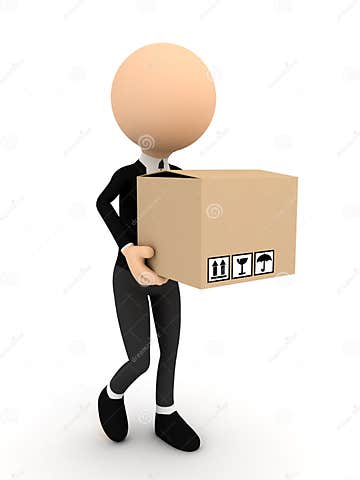 3d Person with Carton Package Stock Illustration - Illustration of ...