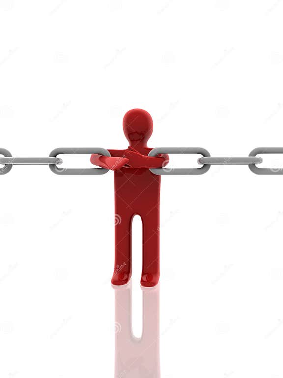 3d person in chain stock illustration. Illustration of render - 14768199