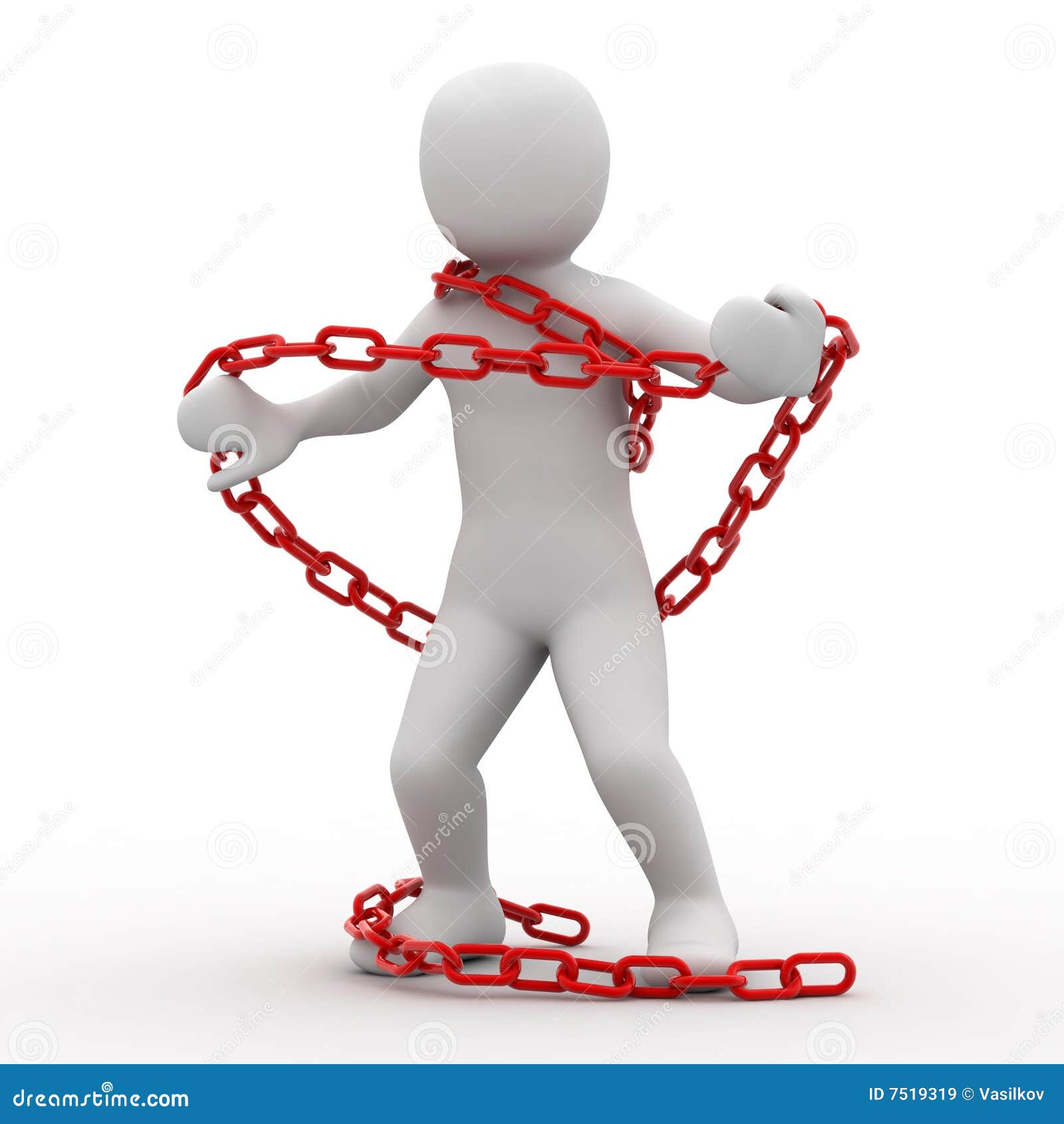 3d person and chain stock illustration. Illustration of problem - 7519319