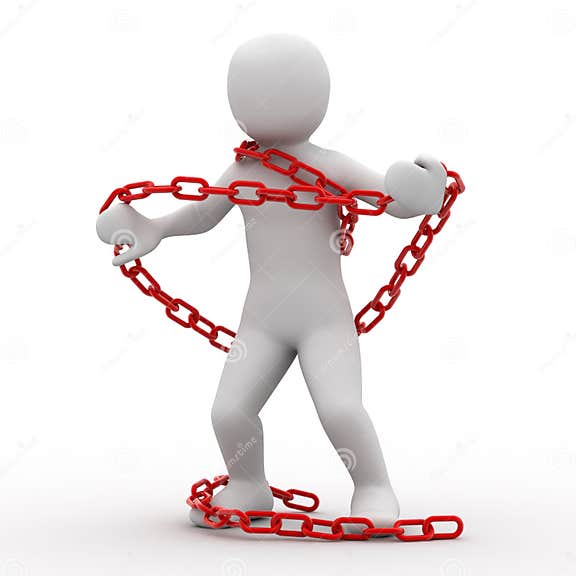 3d person and chain stock illustration. Illustration of problem - 7519319