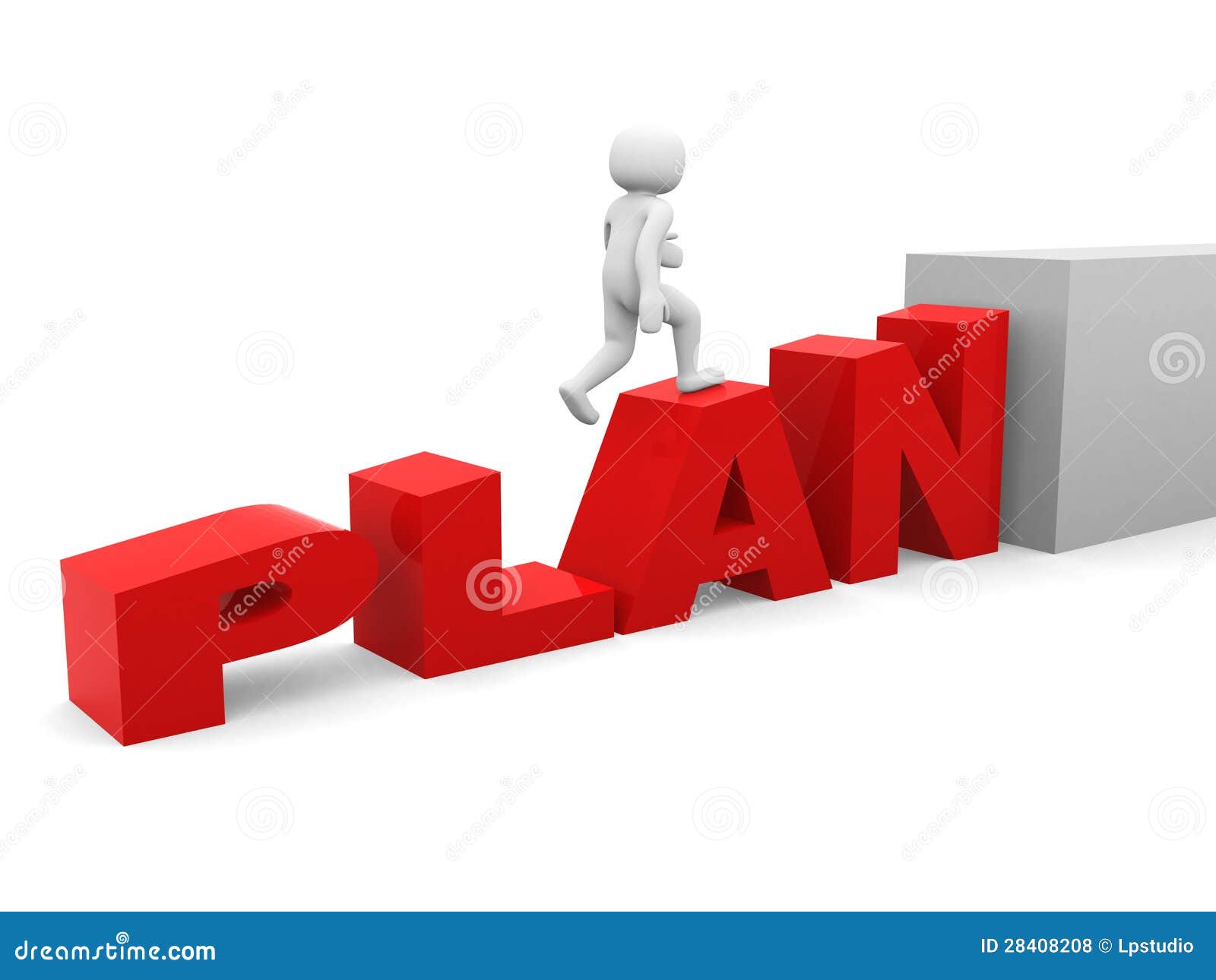 3D Person Climbing the Text Plan Stock Illustration - Illustration of ...