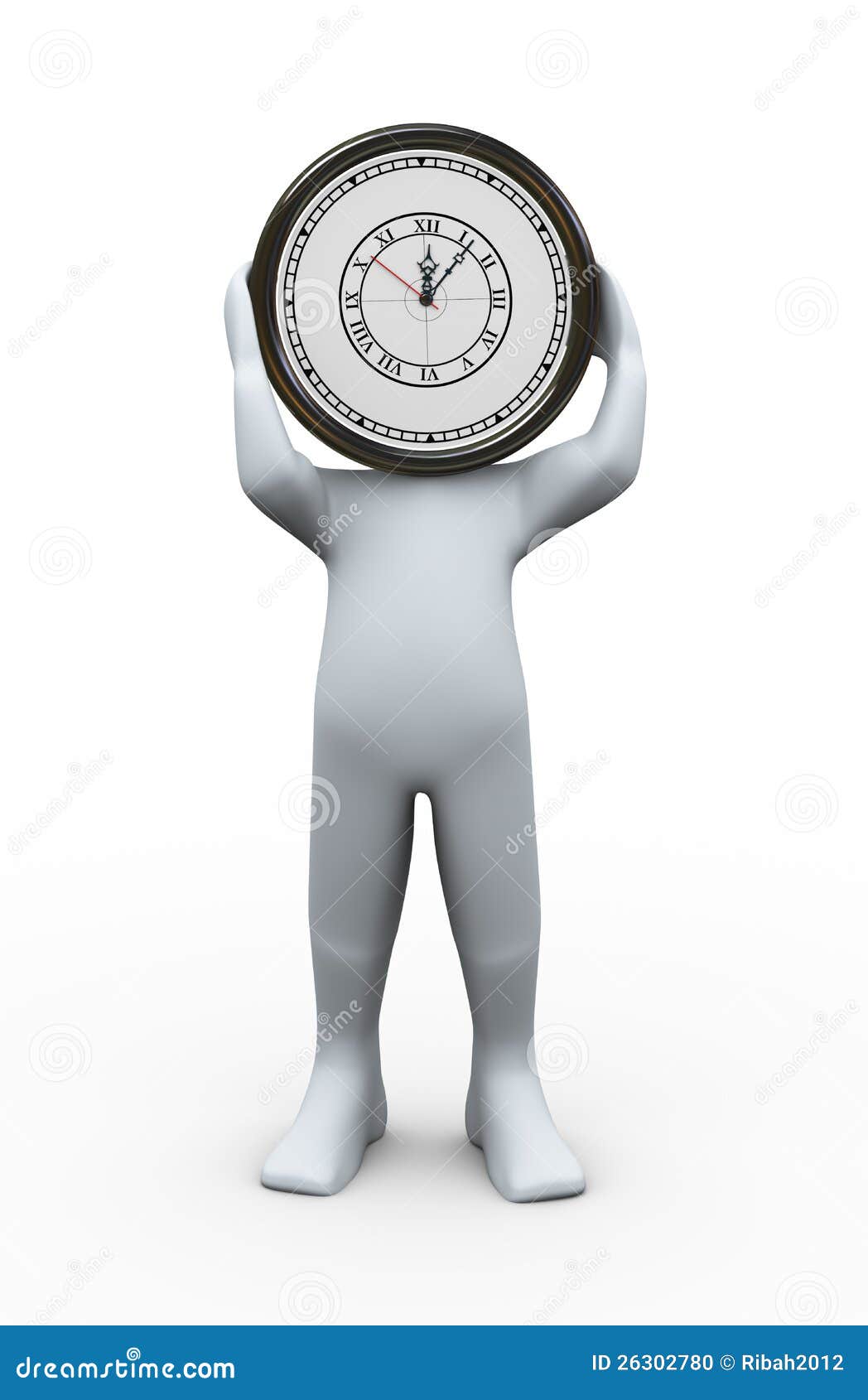 3d person clock head stock illustration. Illustration of pending - 26302780