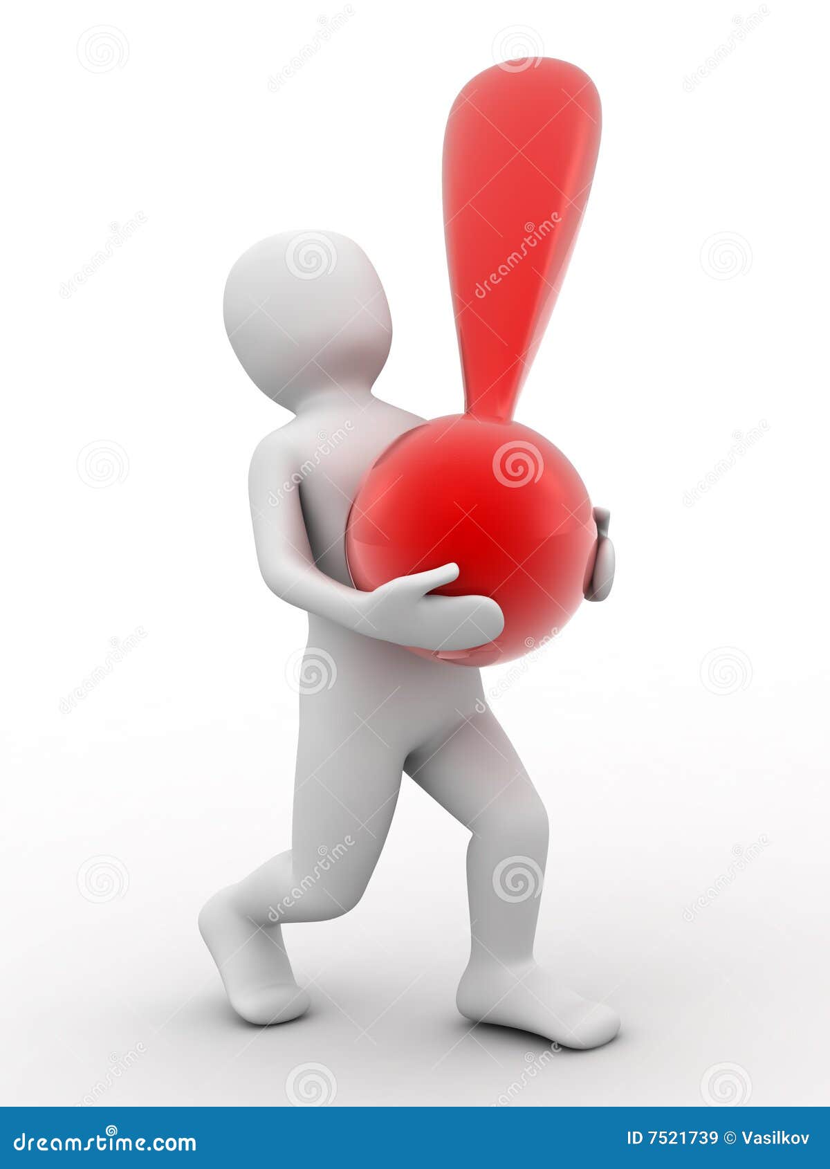 3d Person and Exclamation Point Stock Illustration - Illustration of ...