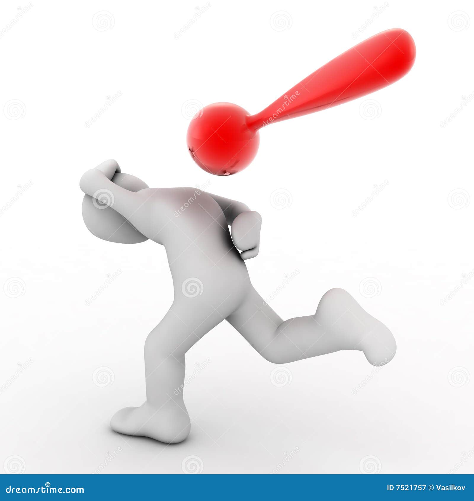 3d Person and Exclamation Point Stock Illustration - Illustration of ...