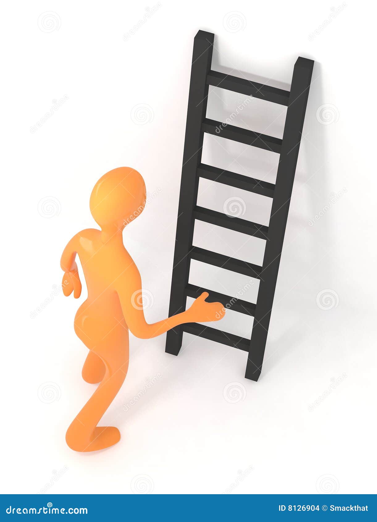 3d Person is Going To Climb upon Ladder Stock Illustration ...