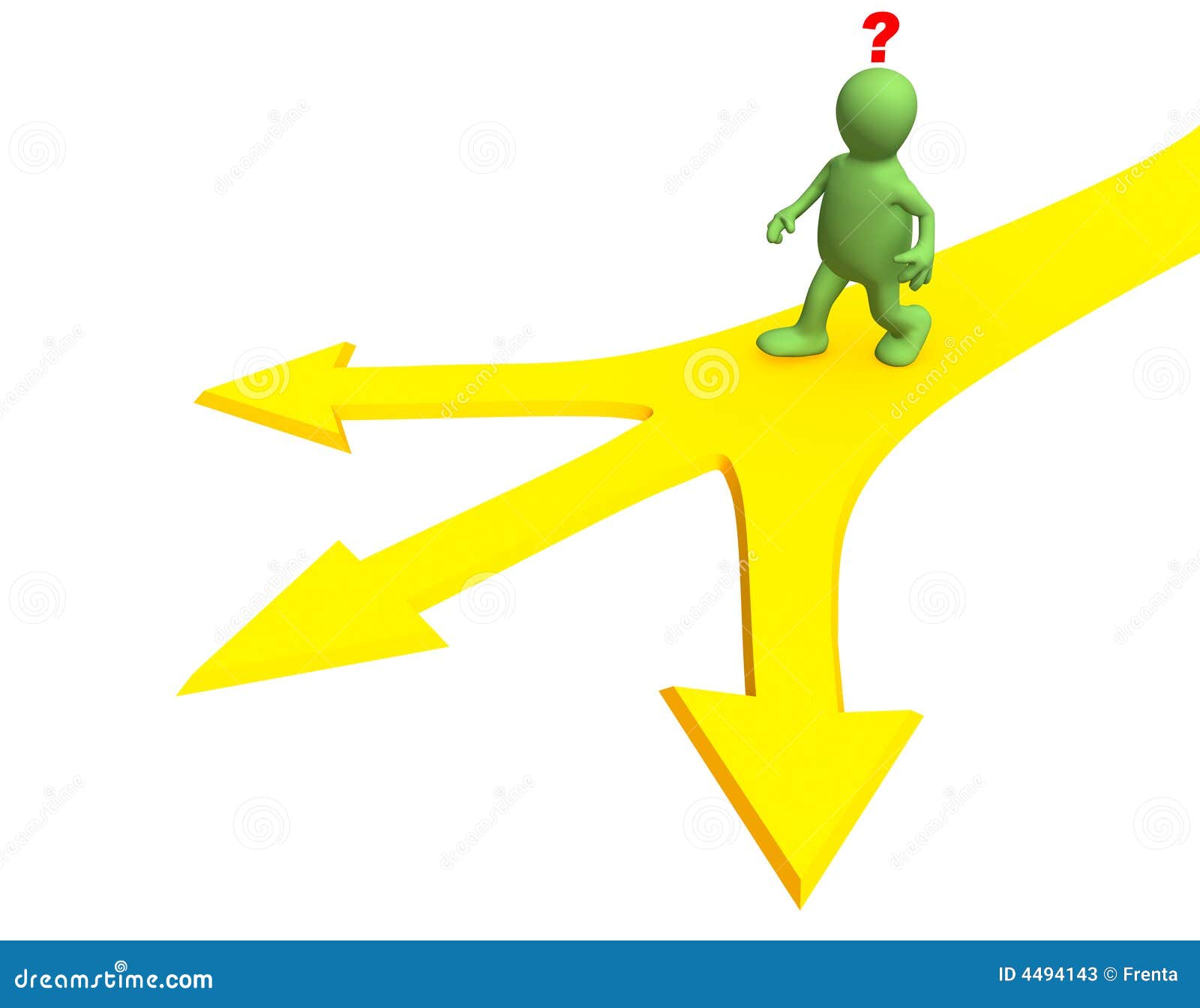 3d Person, Going To a Fork of Three Roads Stock Illustration ...