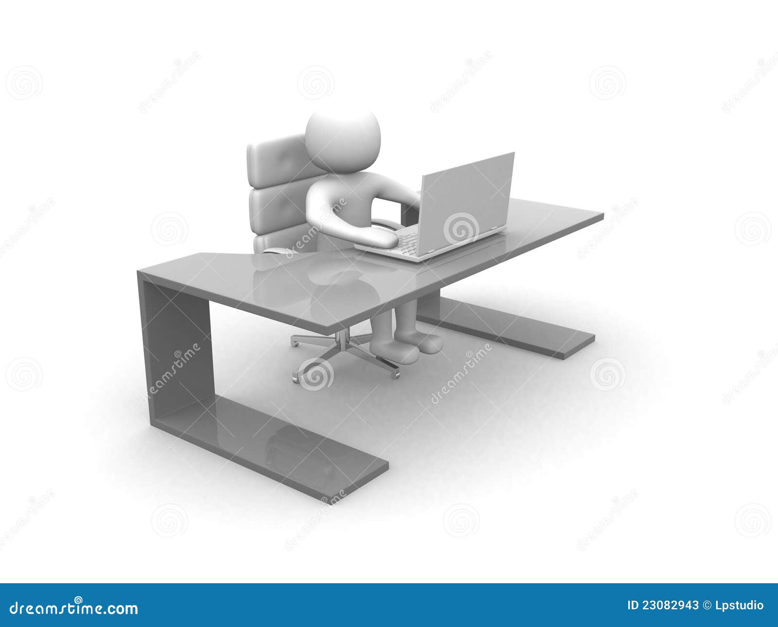 3D Person Human Character in the Office Working Stock Illustration ...
