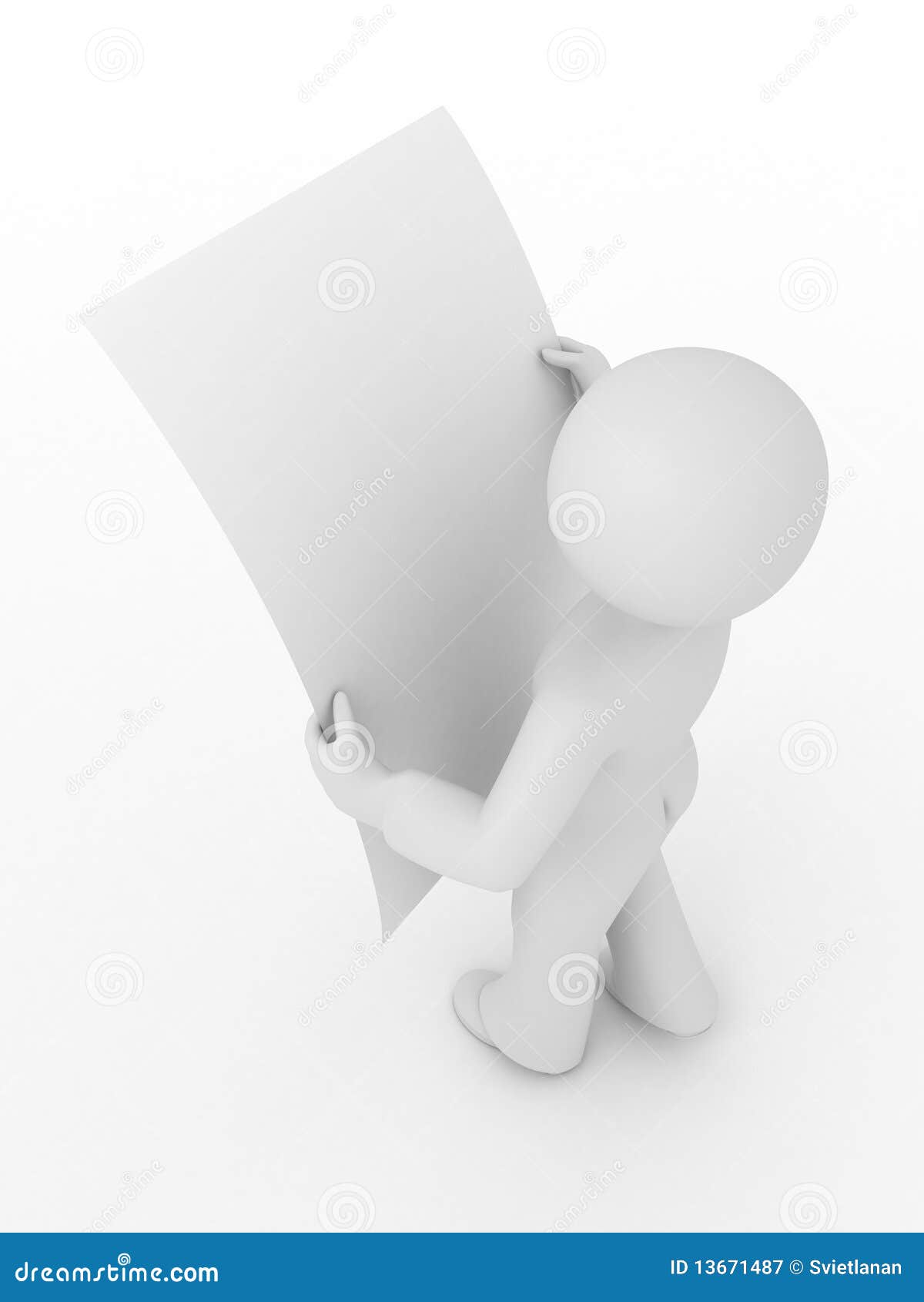 3D Person Look at Sheet of Paper. Stock Illustration - Illustration of ...