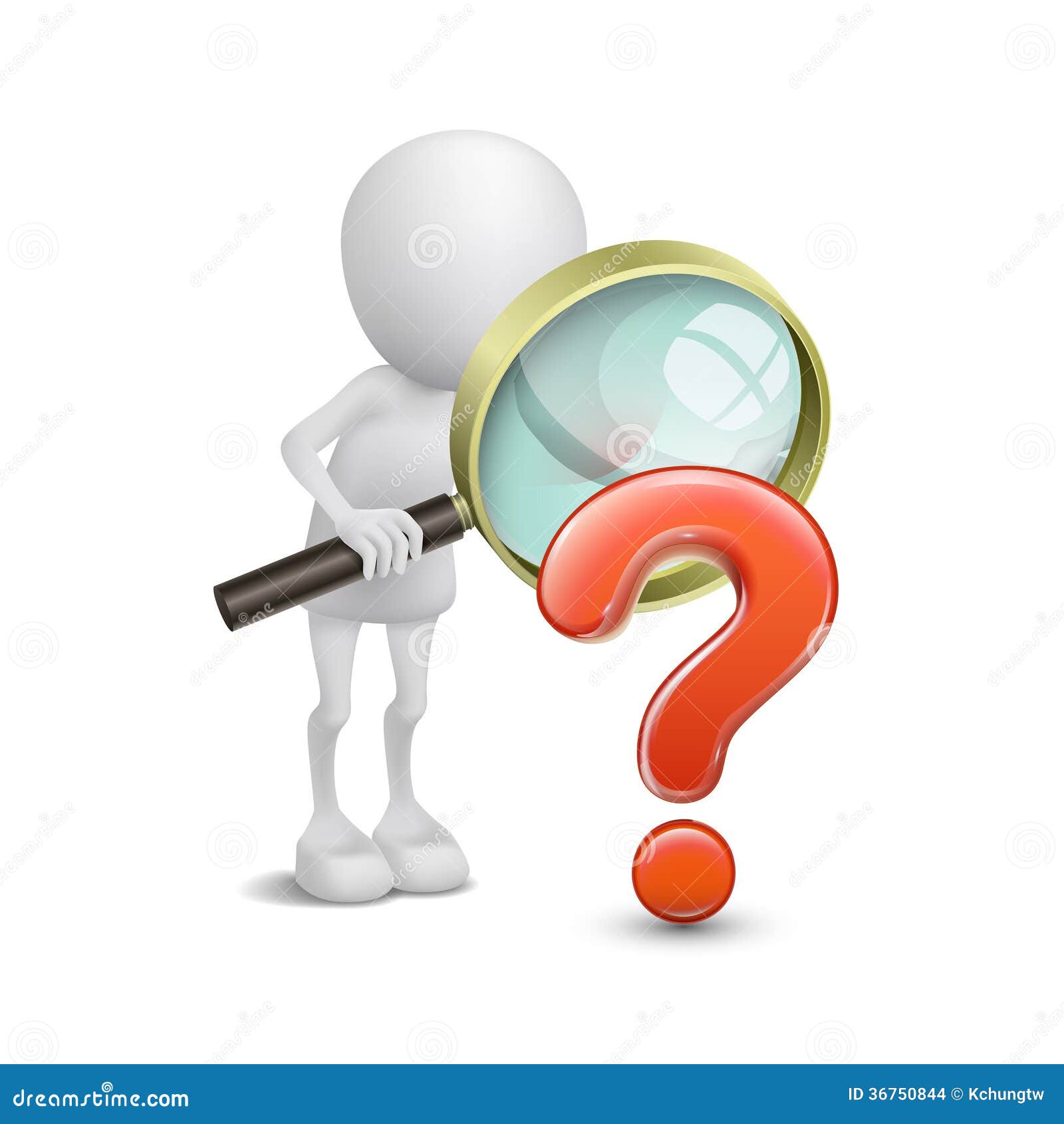 3d Person with Magnifying Glass and Question Mark Stock Vector ...