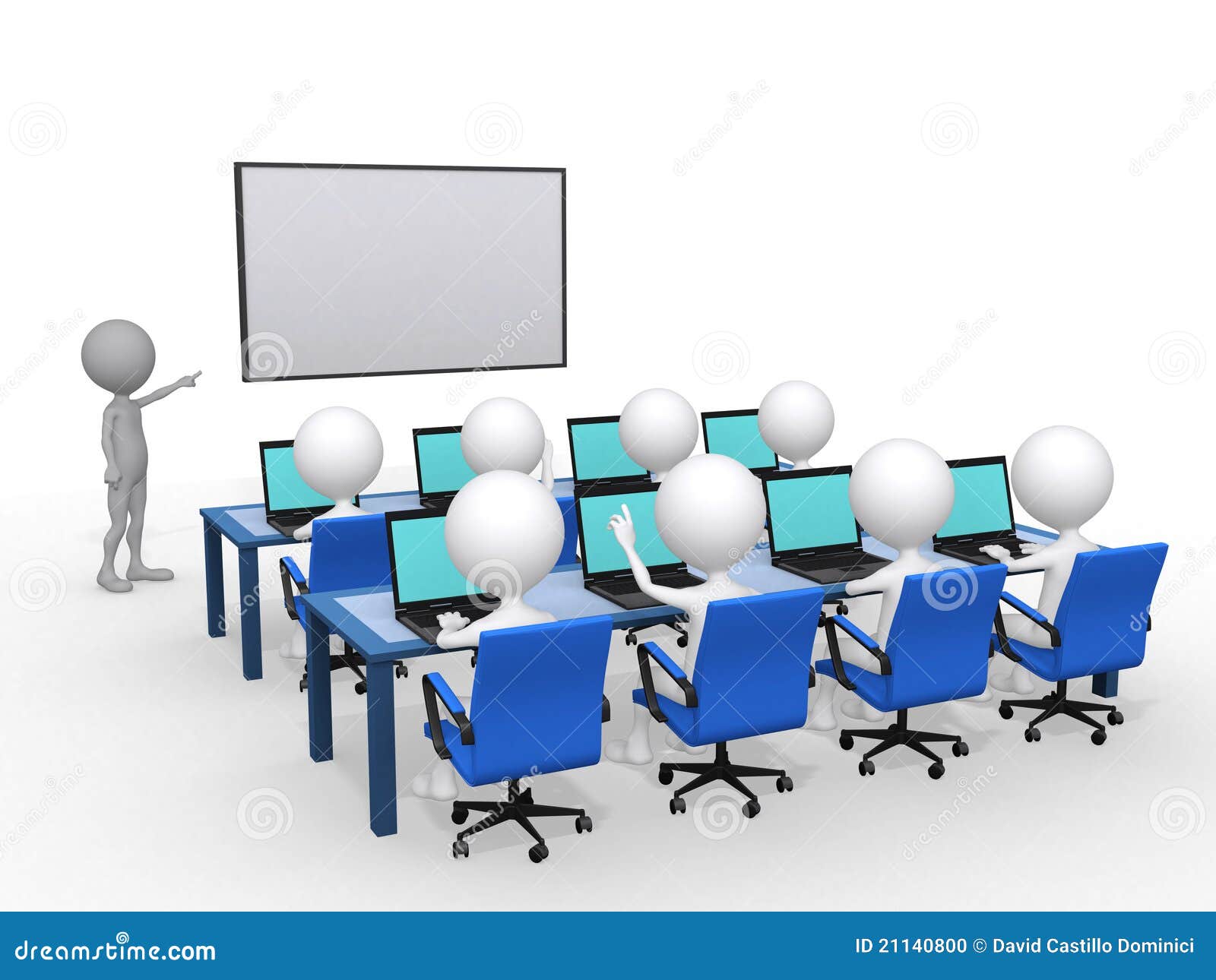 3d Person with Pointer in Hand Close To Board Stock Illustration ...