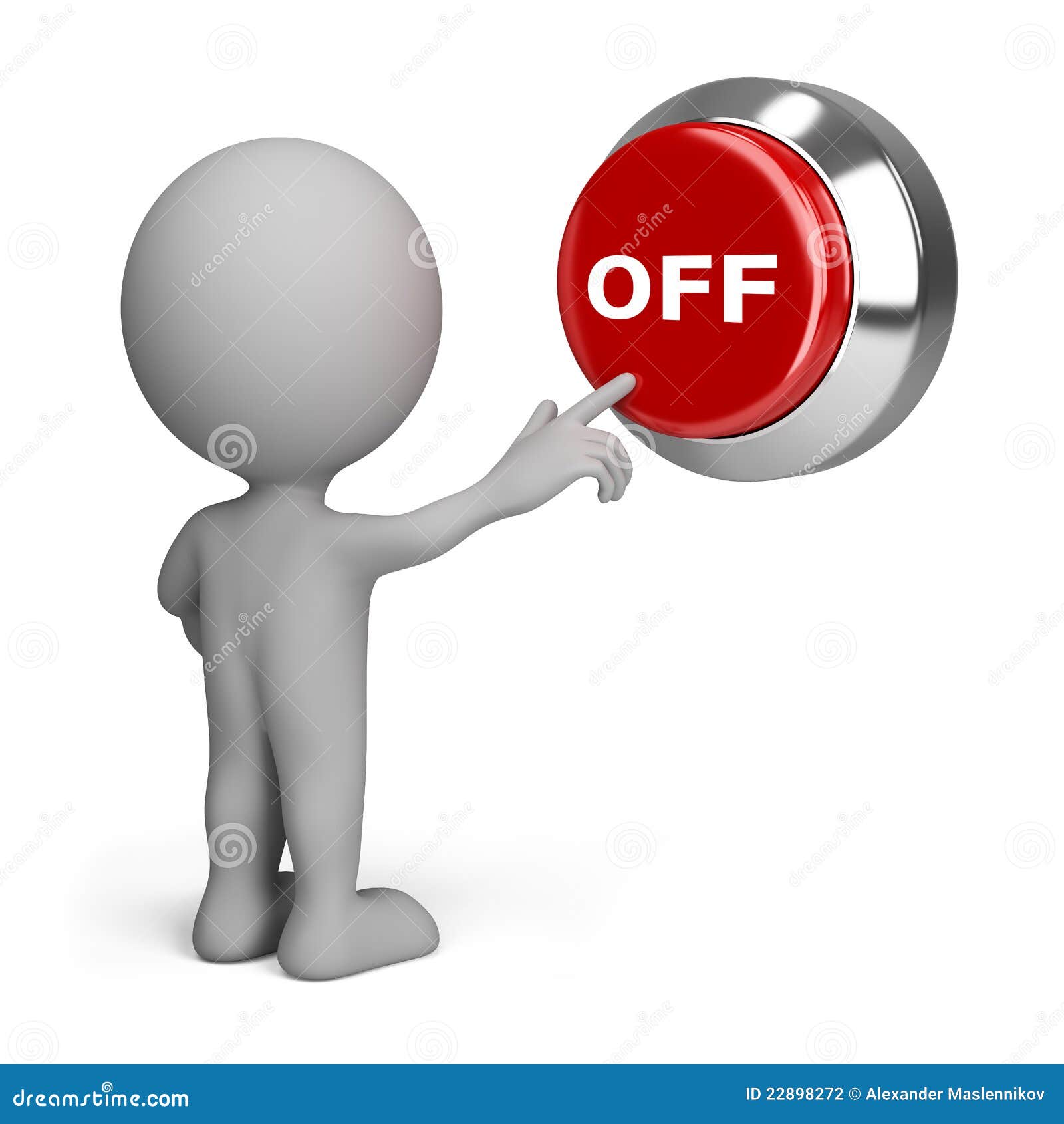 3d Person Pressing the Button Off Stock Illustration - Illustration of ...