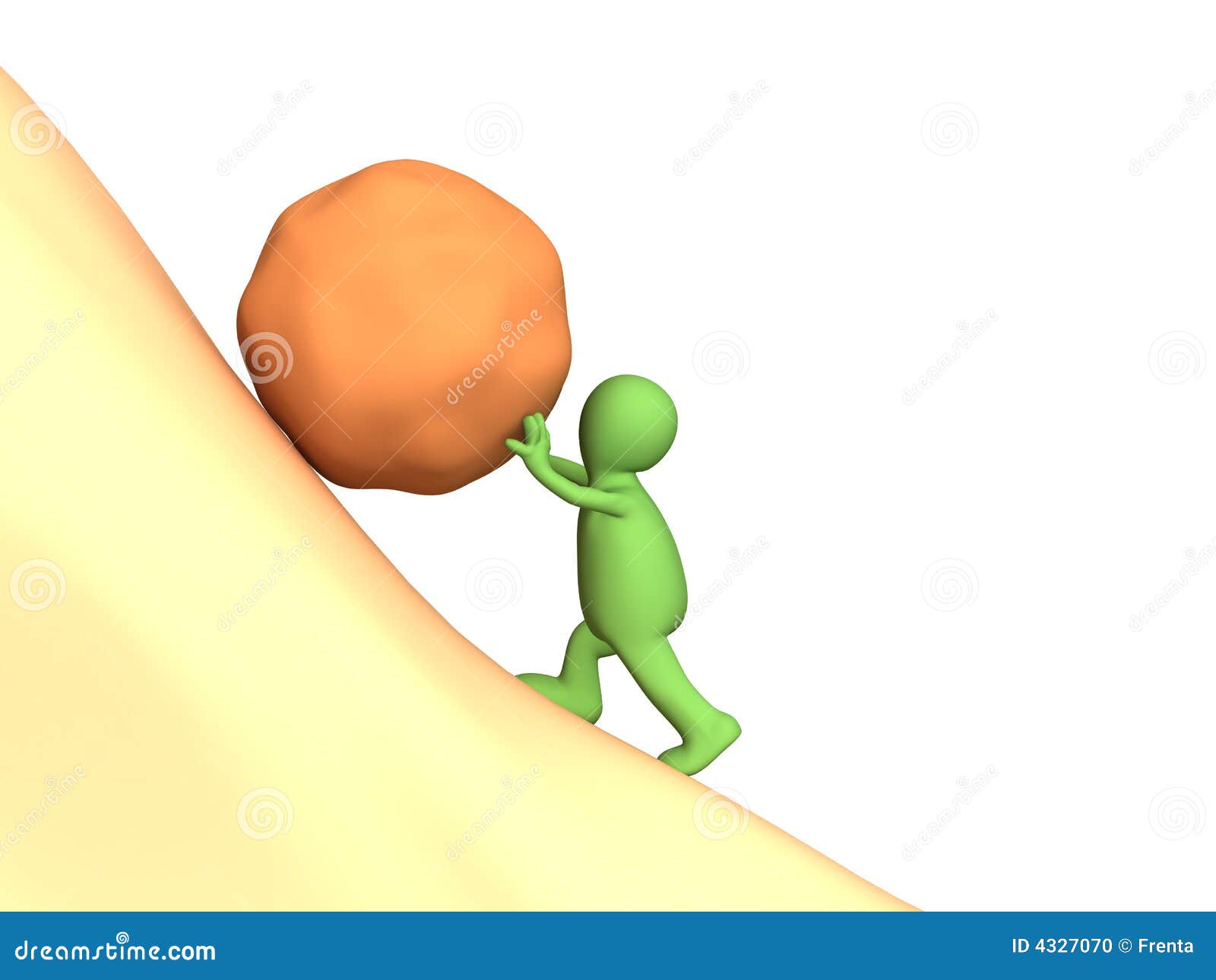 3d Person Puppet Pushing Uphill a Heavy Stone Stock Illustration ...