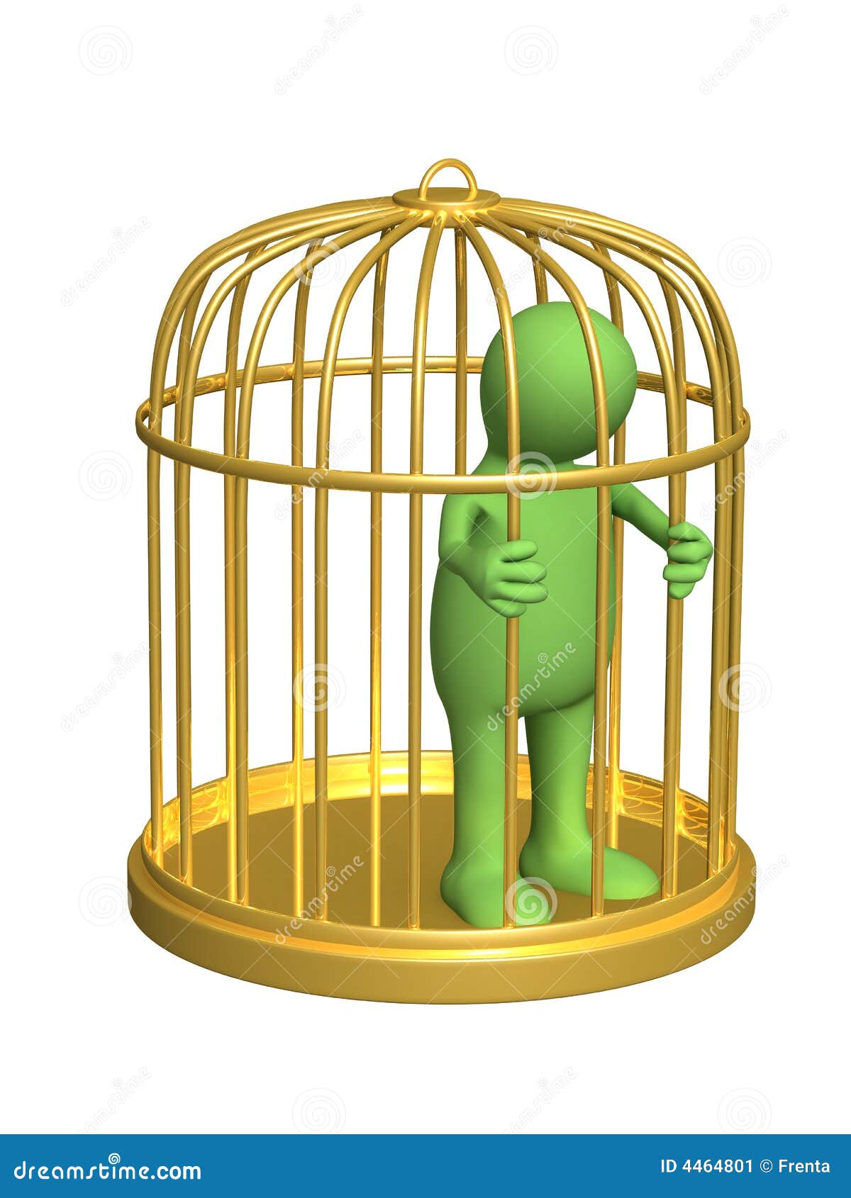 The 3d Person - Puppet, Worth in a Gold Cage Stock Illustration ...