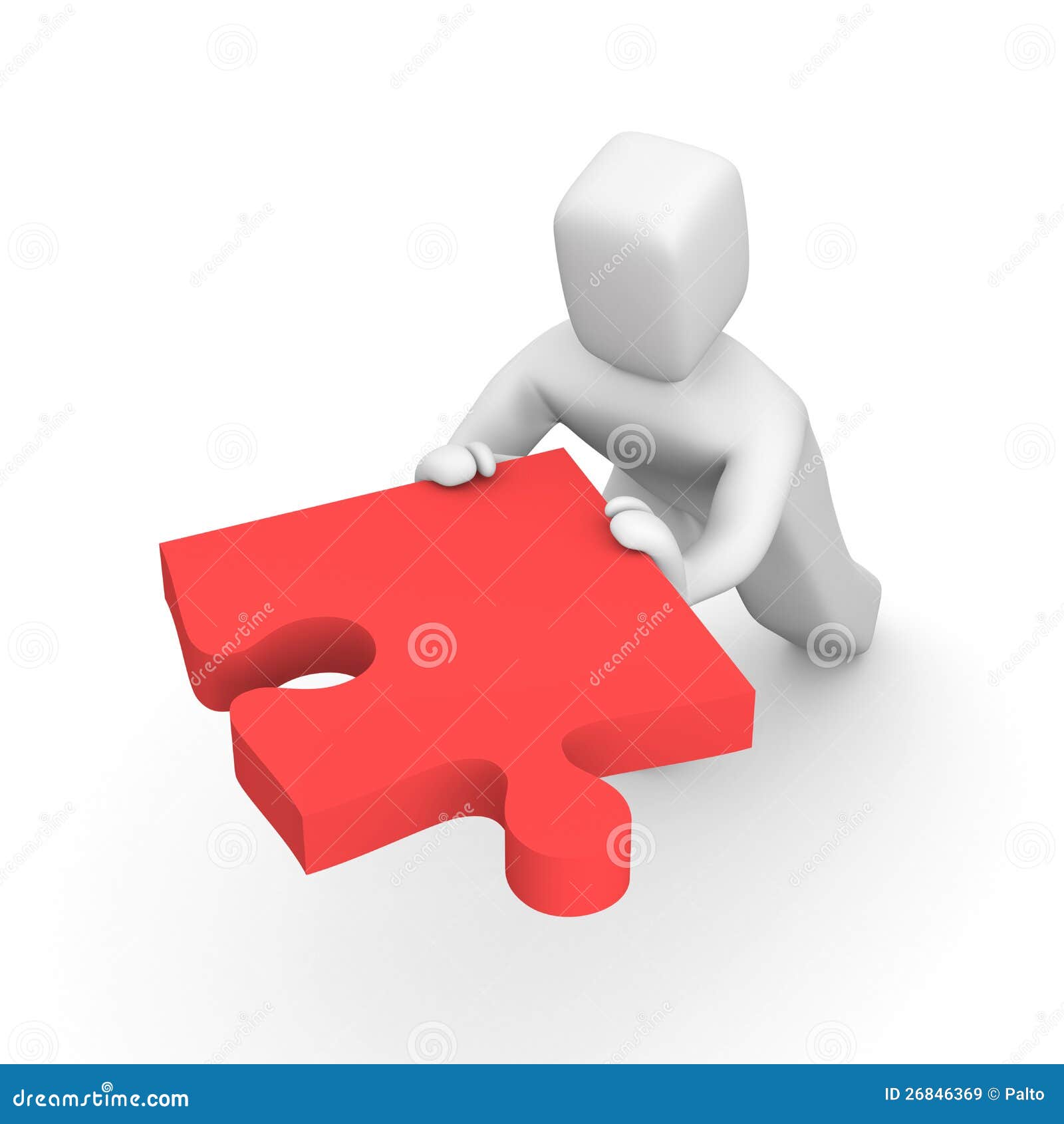 3d person with puzzle stock illustration. Illustration of communication ...
