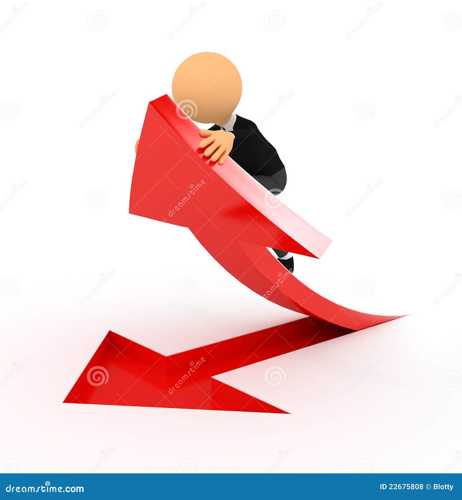 3D Person with Red Arrow Over White Stock Illustration - Illustration ...