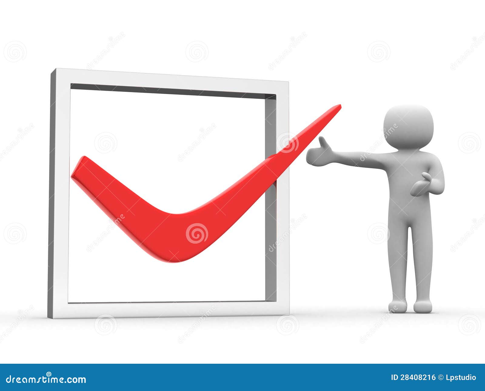 3d Person Showing the Hand with Red Check Mark in Box Stock ...