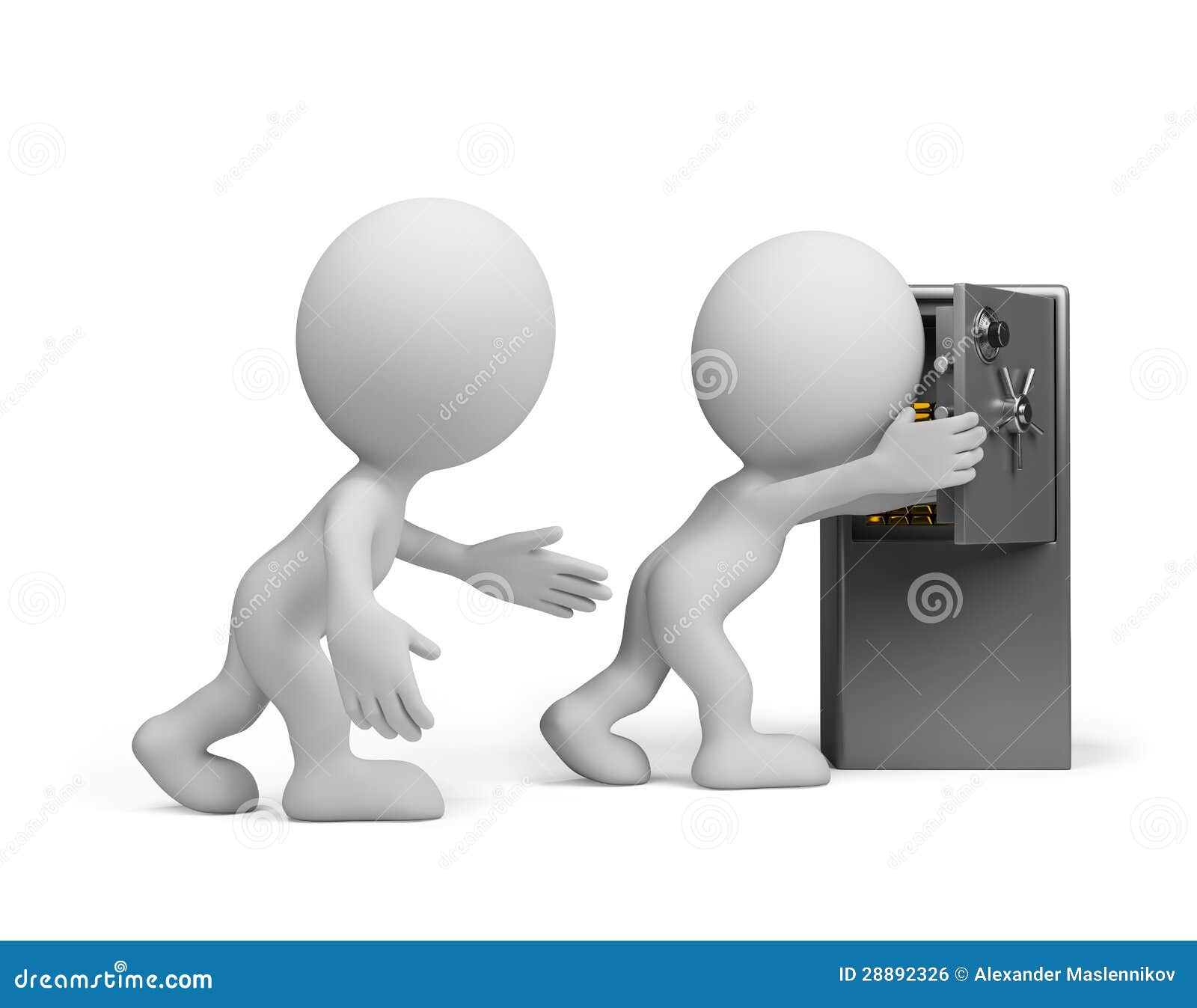 3d person with steel safe stock illustration. Illustration of gold ...