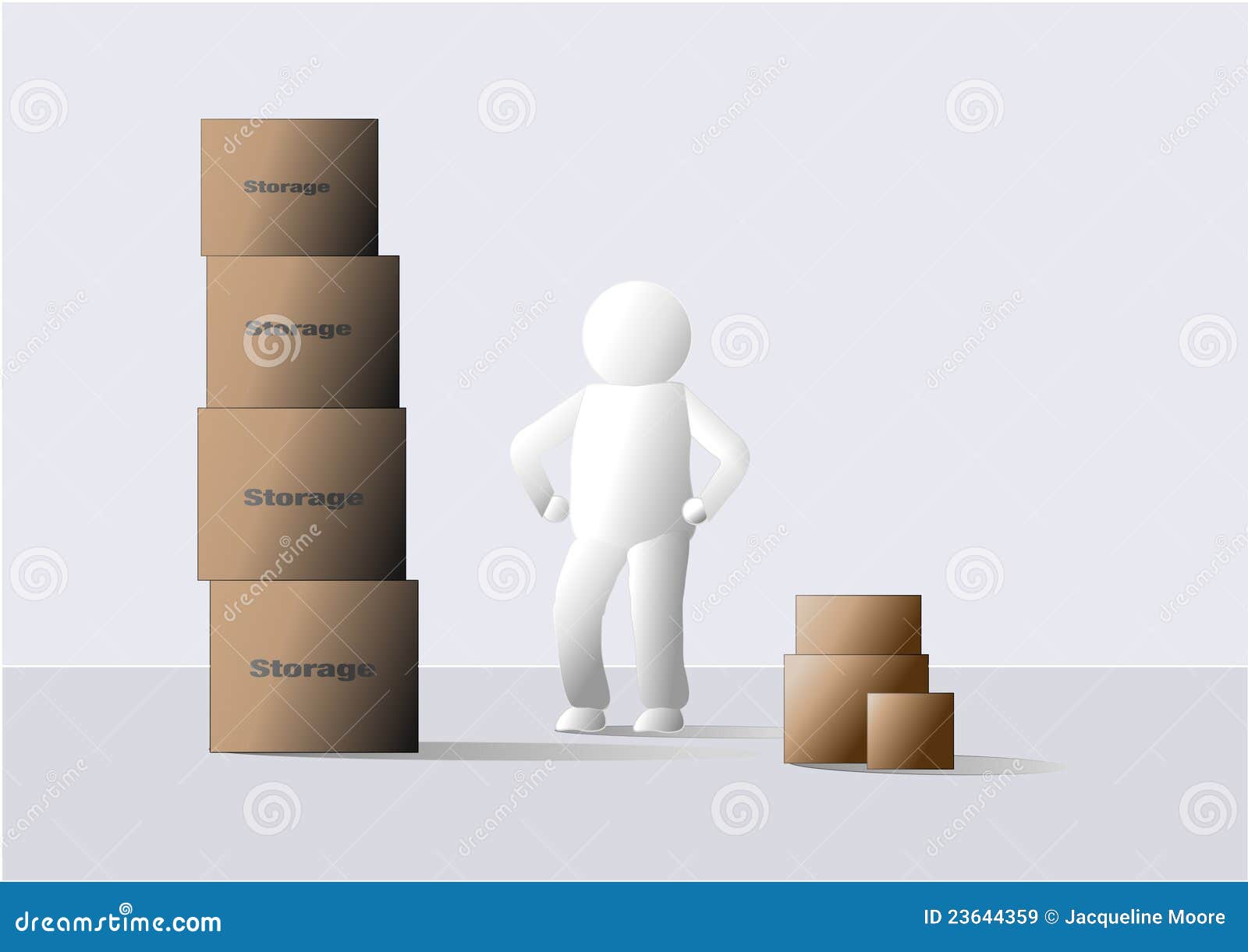 3D Person with Storage Boxes Stock Illustration - Illustration of ...