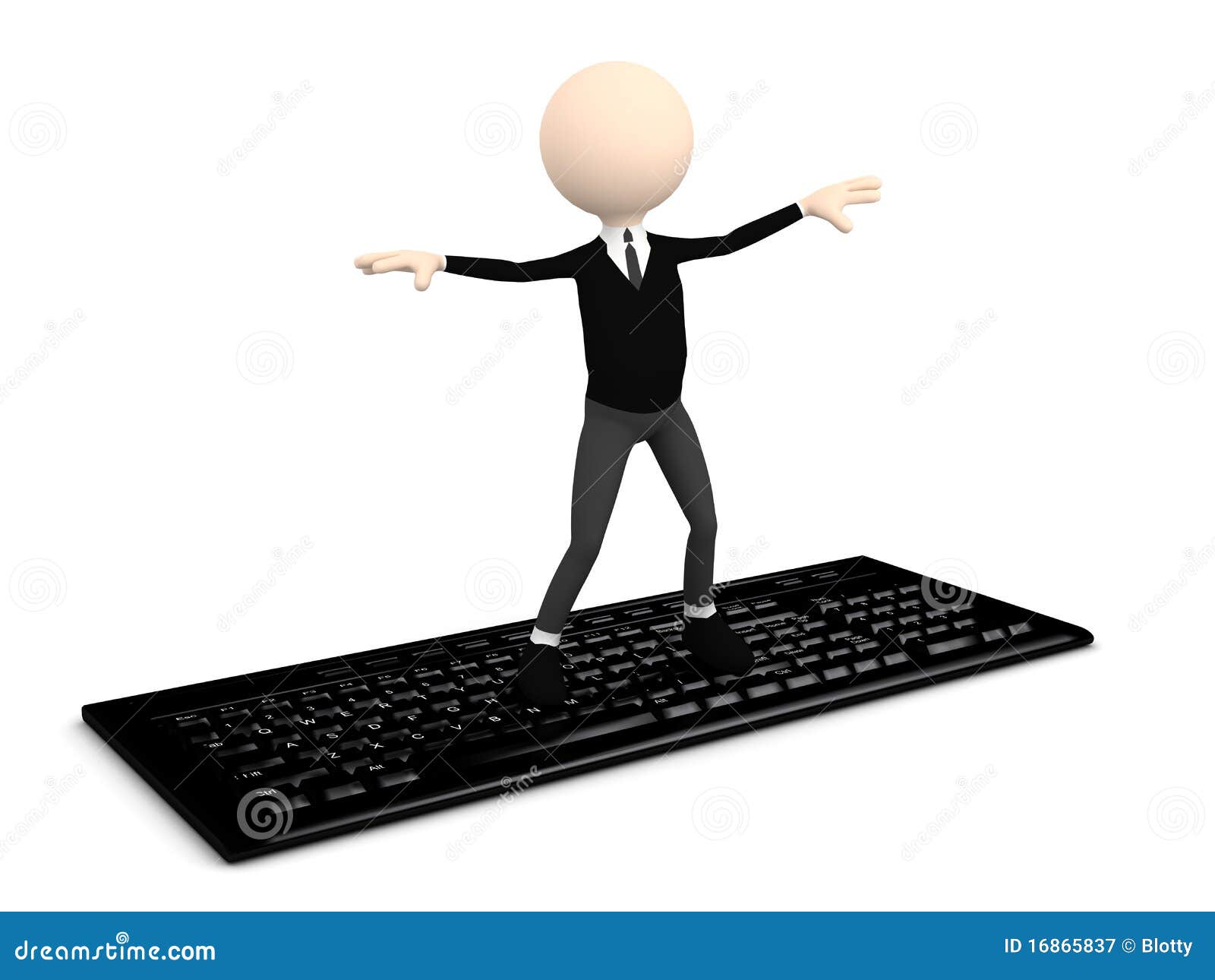 3d Person Surfing on Computer Keyboard Stock Illustration ...
