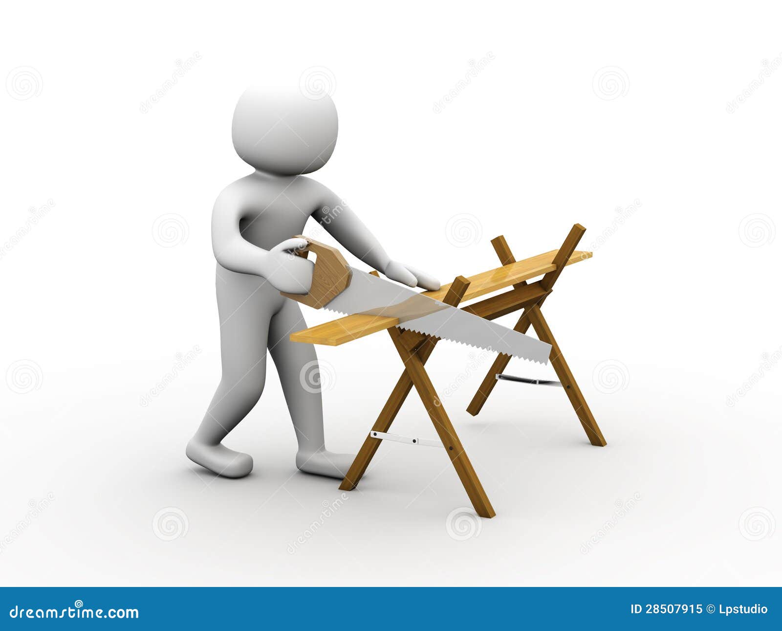 3d Person Using A Saw Stock Image | CartoonDealer.com #28507915