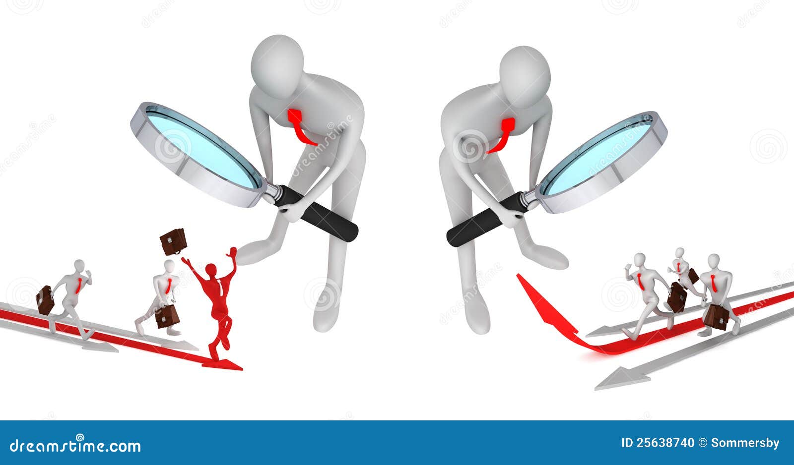 Man On Red Arrow And His Defeated Competitors Stock Image ...