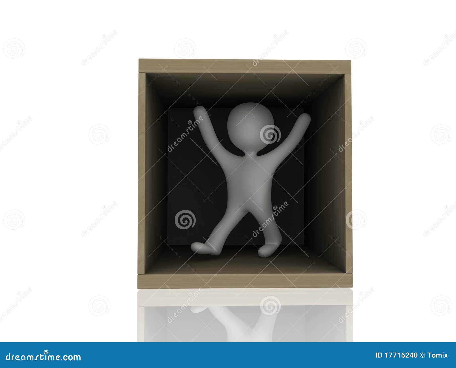 3d person in wooden box stock illustration. Illustration of human ...
