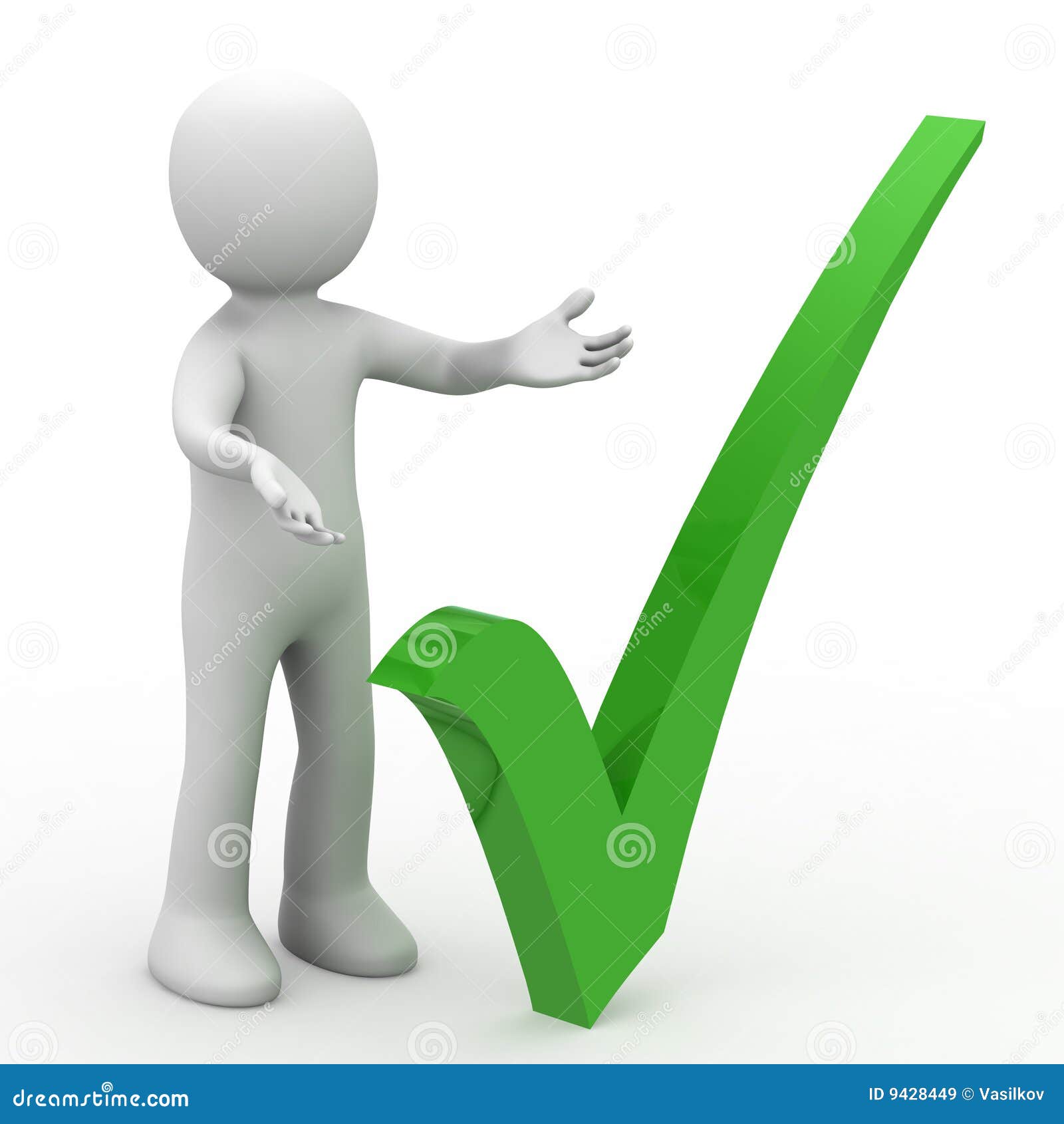 3d Personage En Symbool Van De Toestemming. Stock Illustratie ...