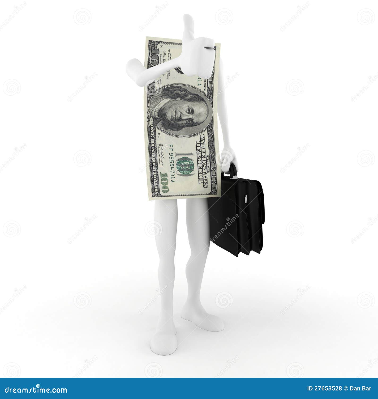 3d Personification of a USD Bill Stock Illustration - Illustration of ...