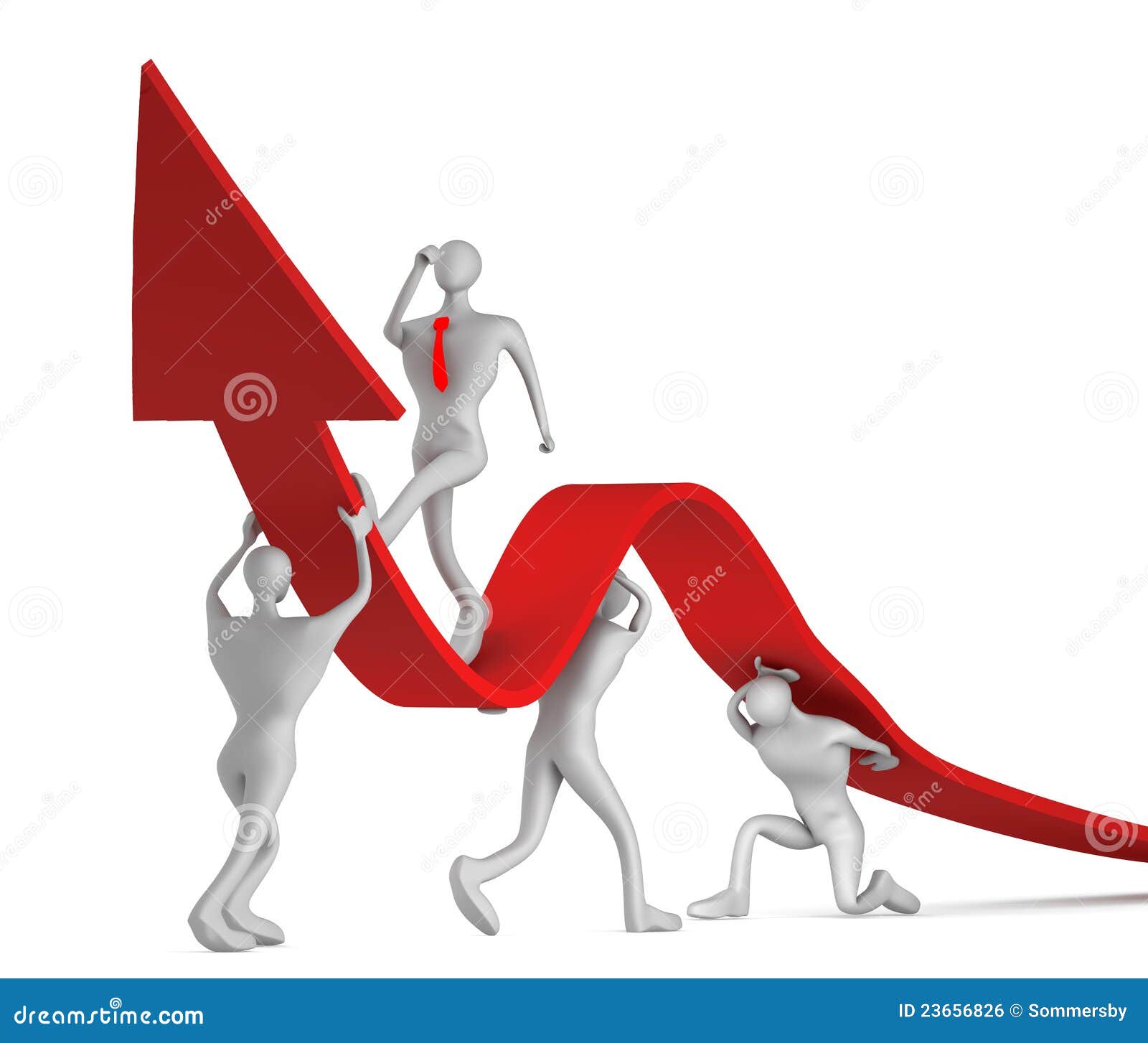 3d Persons Turning the Arrow on the Upside Stock Illustration ...