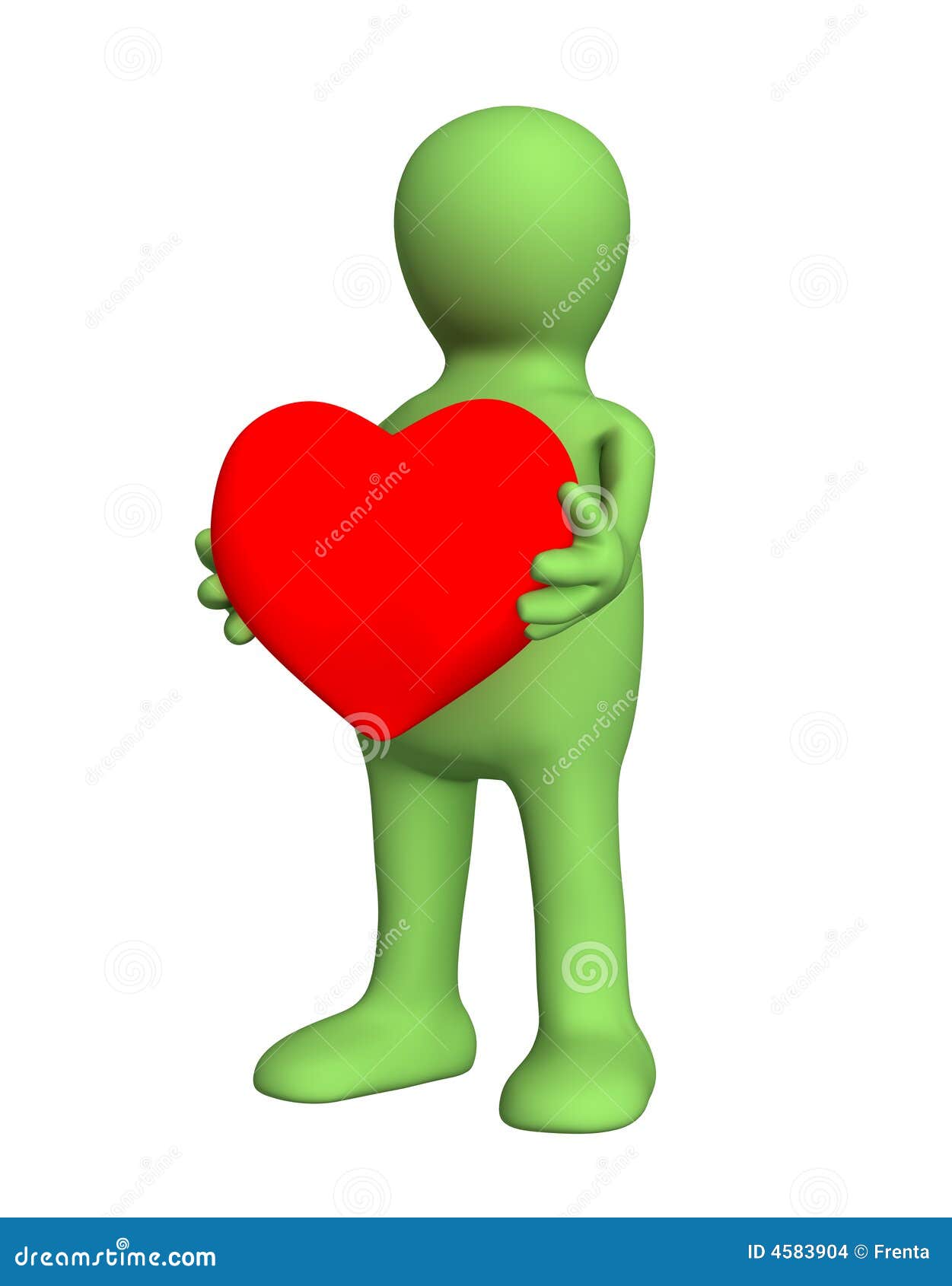 3d Persoon - Marionet, Die in Handen Rood Hart Houdt Stock Illustratie ...