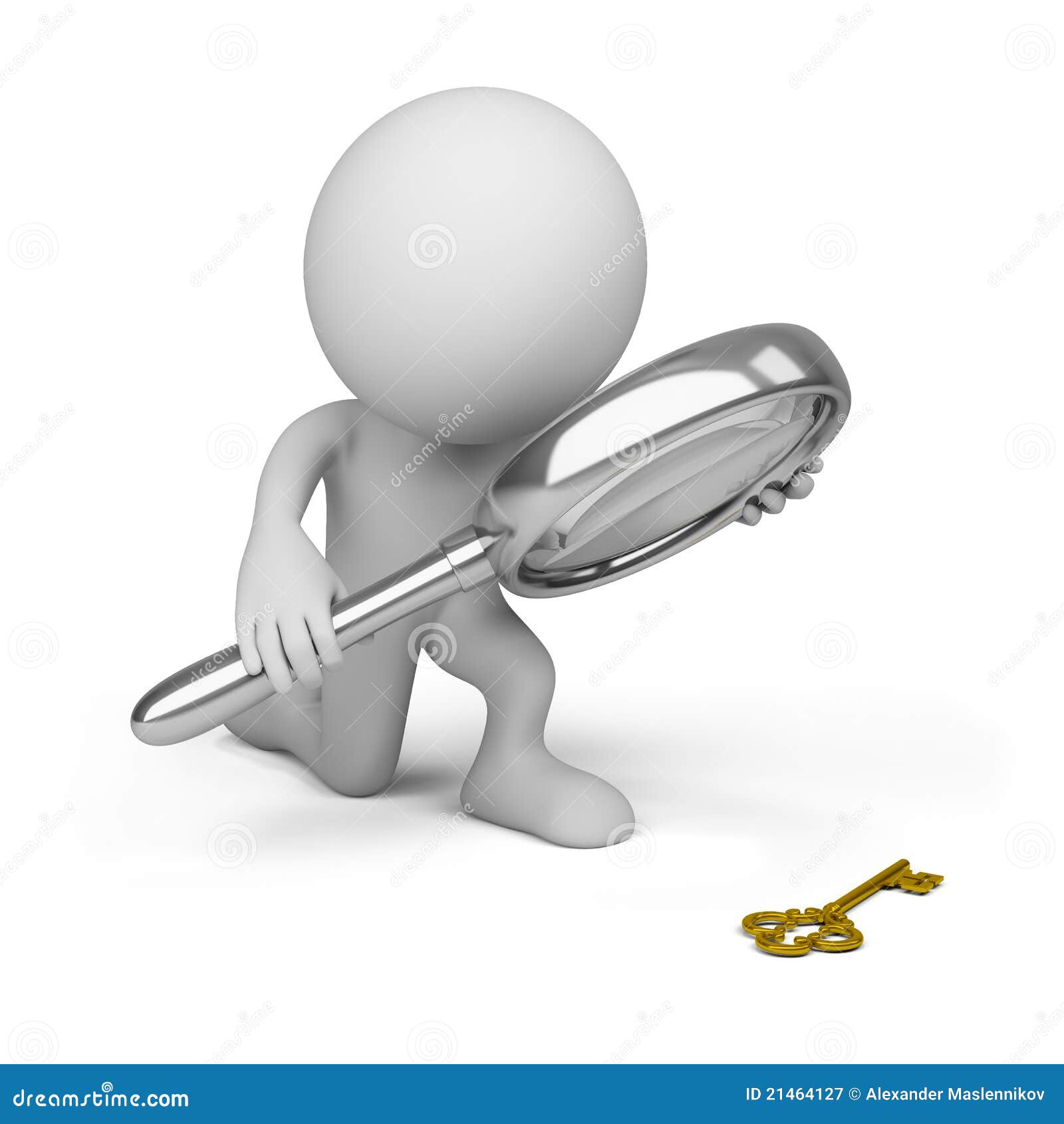 3d Persoon Met Een Groot Vergrootglas Stock Illustratie - Illustration ...