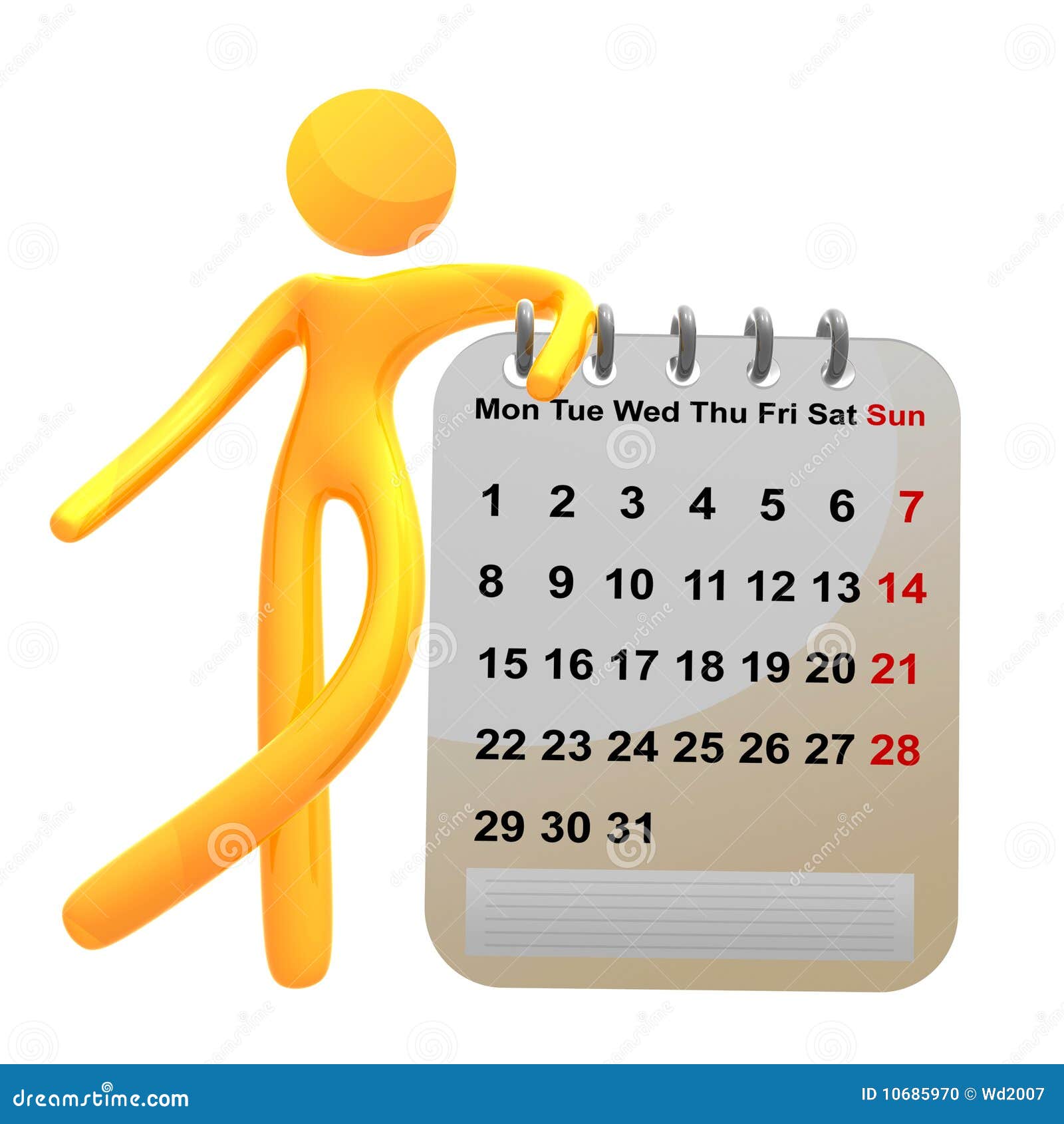 Busy 3d Pictogram Icon With Schedule Calendar Royalty-Free Cartoon ...