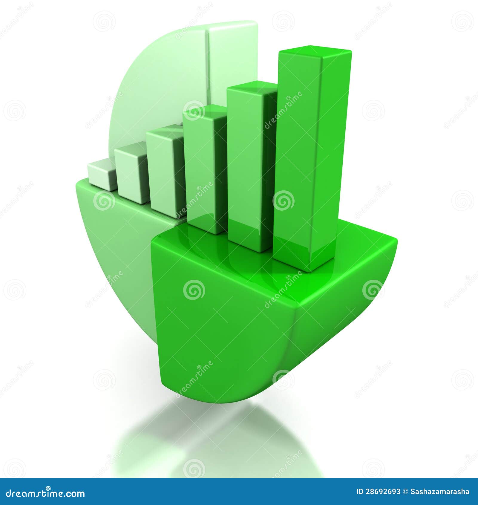 3d Pie and Bar Chart Green Business Concept Stock Illustration ...