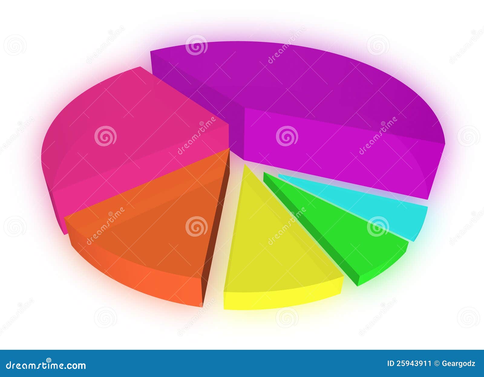 3d Pie Graph with Different Colored Segments Stock Illustration ...