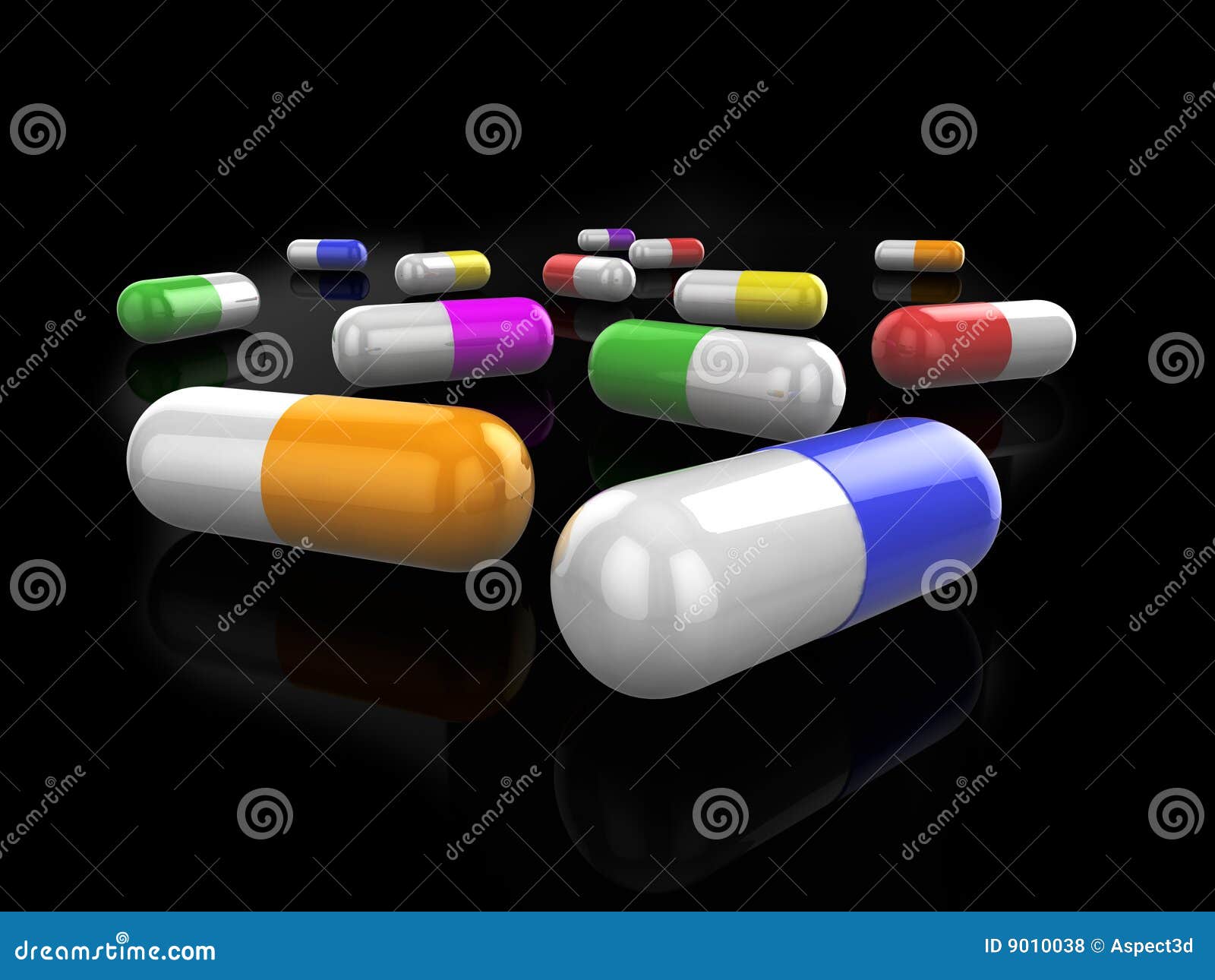 3d pills stock illustration. Illustration of aspirin, close - 9010038