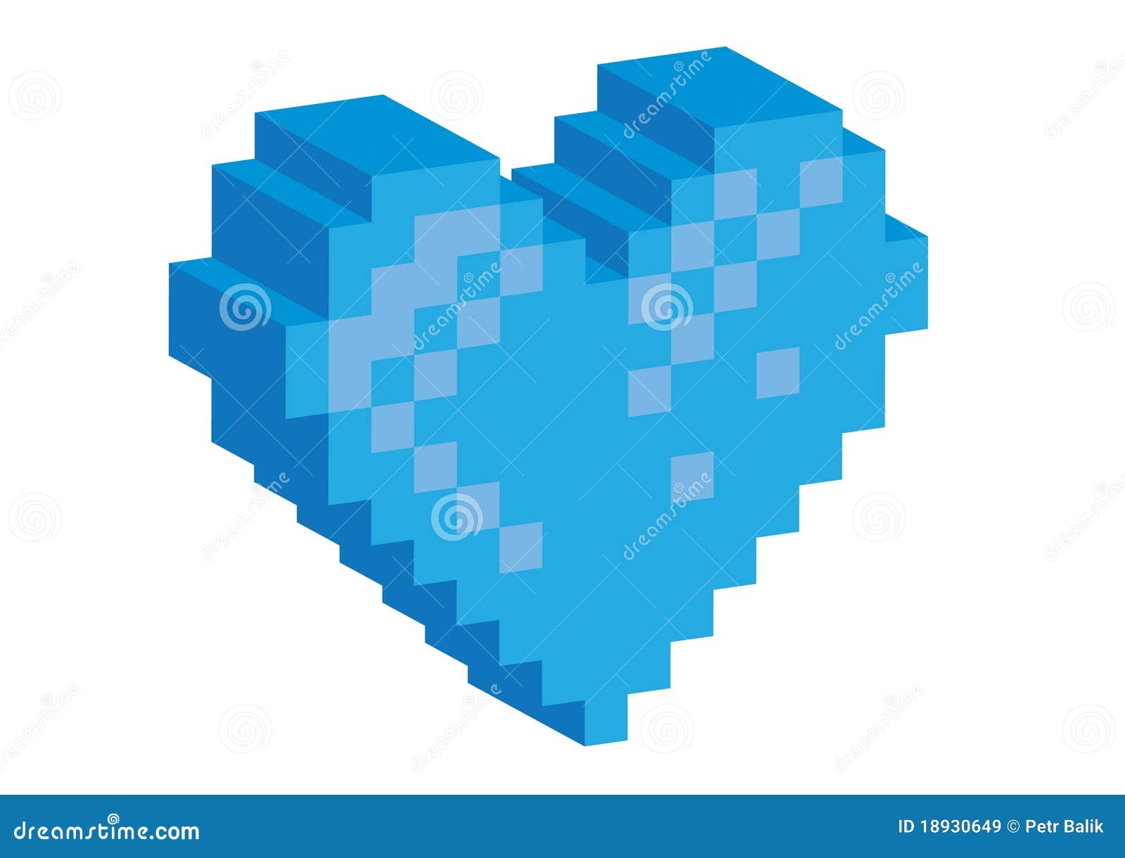 3D Pixel blue heart stock illustration. Illustration of main - 18930649