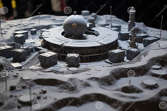 A 3d-printed Lunar Base Model with Solar Panel Installations Stock ...