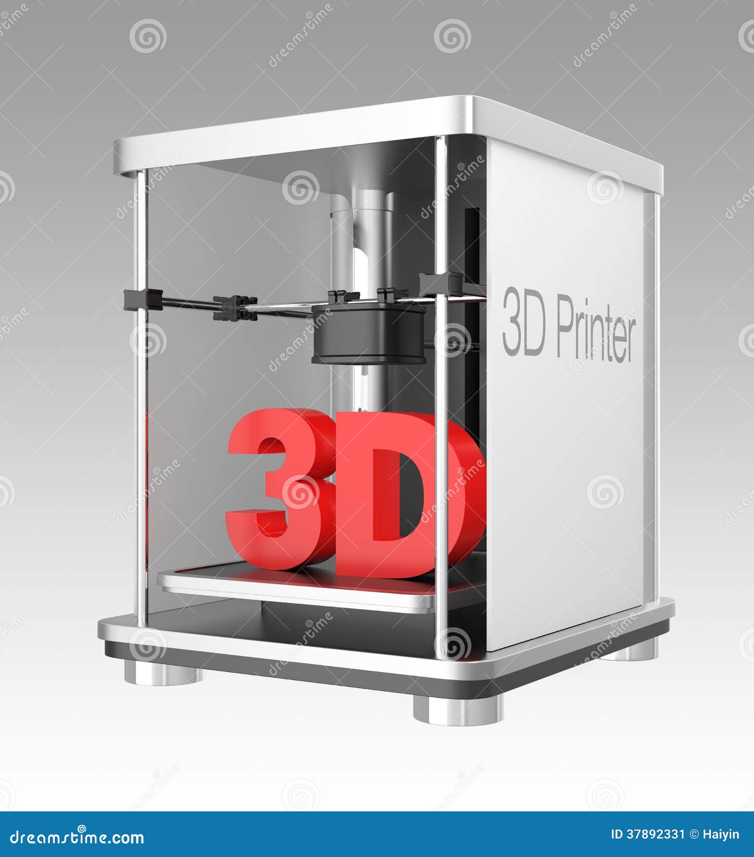 3D Printer with Red Solid Text Model Stock Illustration - Illustration ...