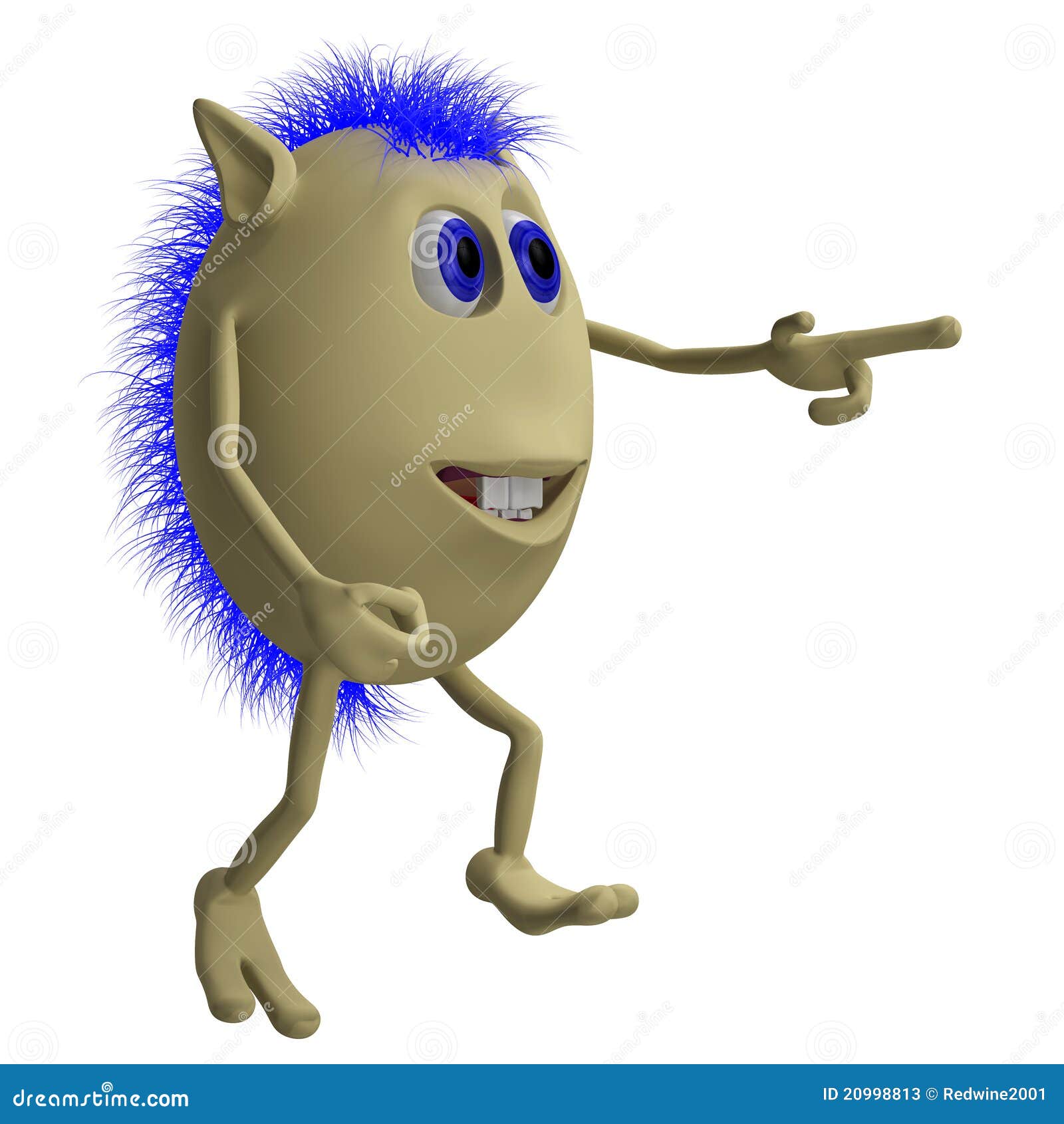 3D Puppet with Blue Hairs Moving Somewere Stock Illustration ...