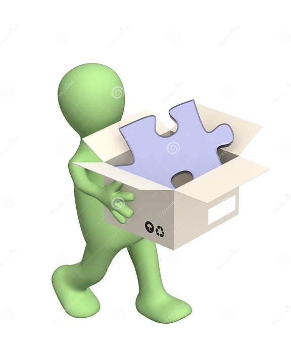 3d puppet with box stock illustration. Illustration of distinguished ...