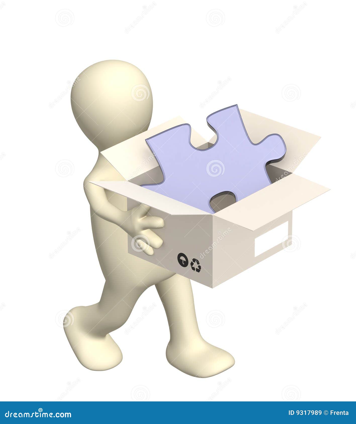 3d puppet with box stock illustration. Illustration of holding - 9317989