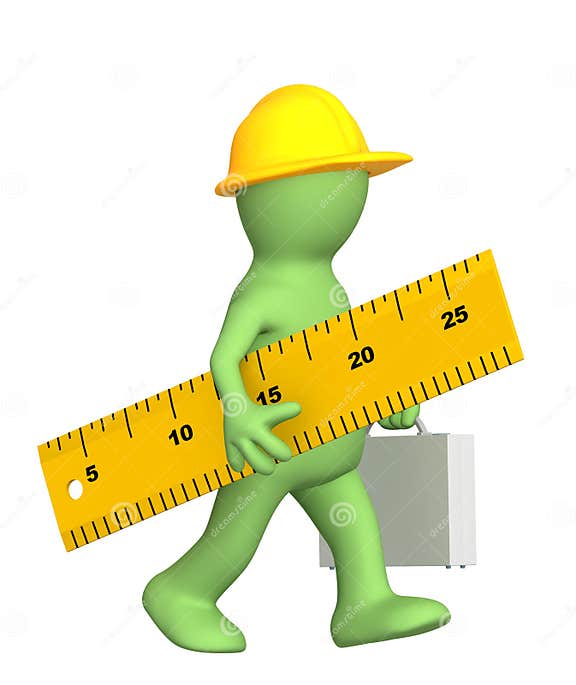 3d Puppet - Builder with Ruler Stock Illustration - Illustration of ...