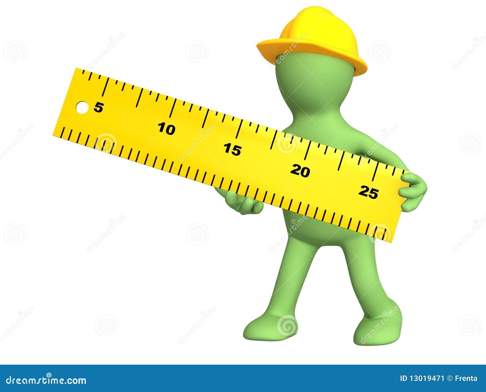 3d Puppet - Builder with Ruler Stock Illustration - Illustration of ...