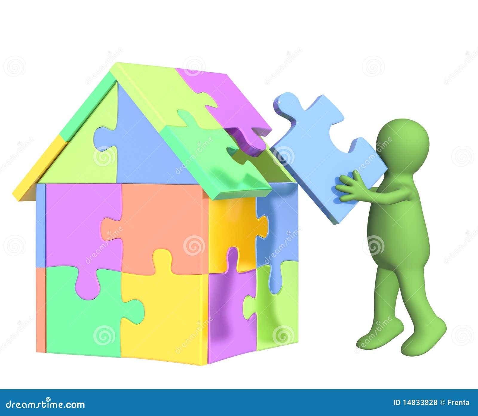 3d Puppet, Building the House Stock Illustration - Illustration of ...